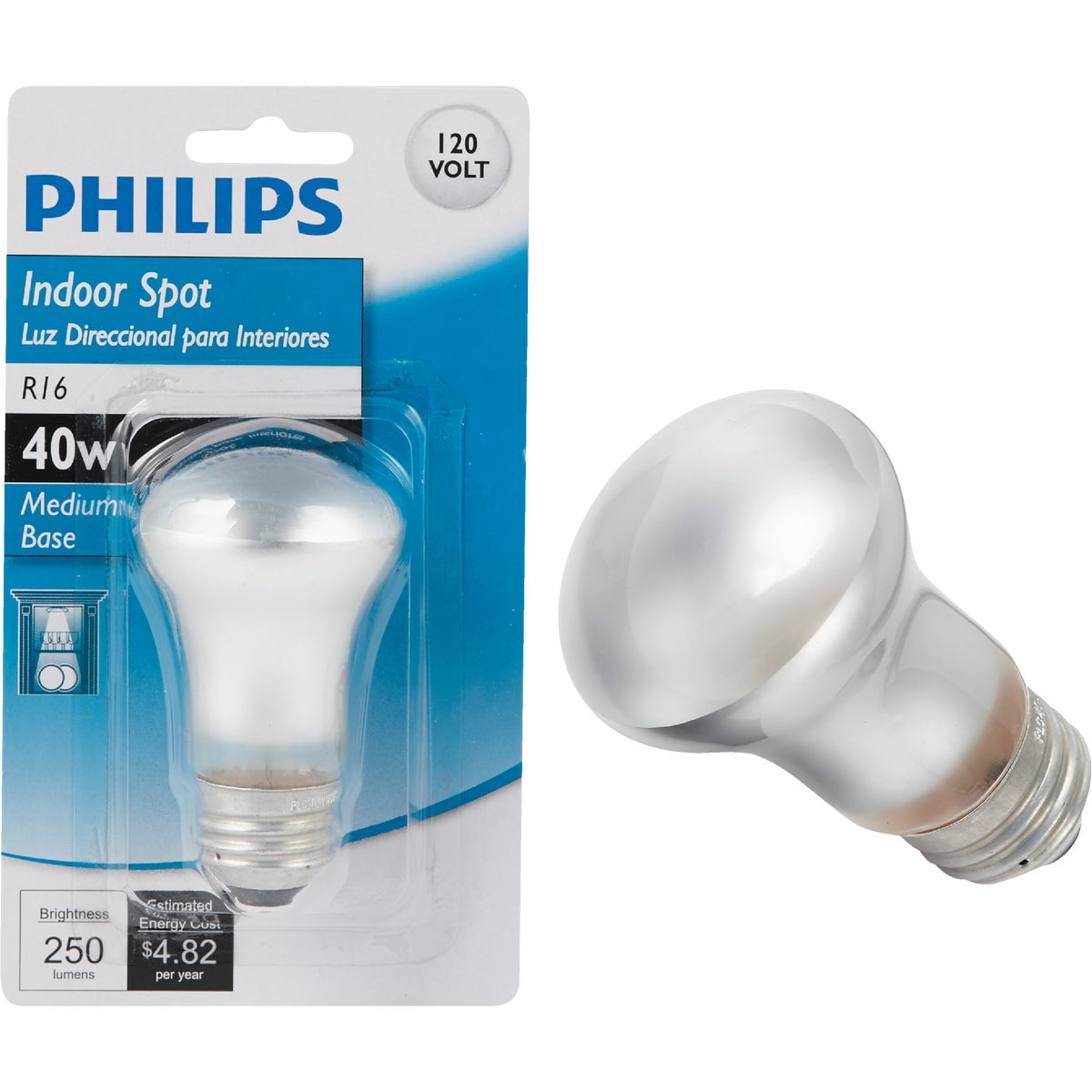 Philips 40W Clear Medium R16 Indoor Incandescent Mini Spotlight Bulb ...