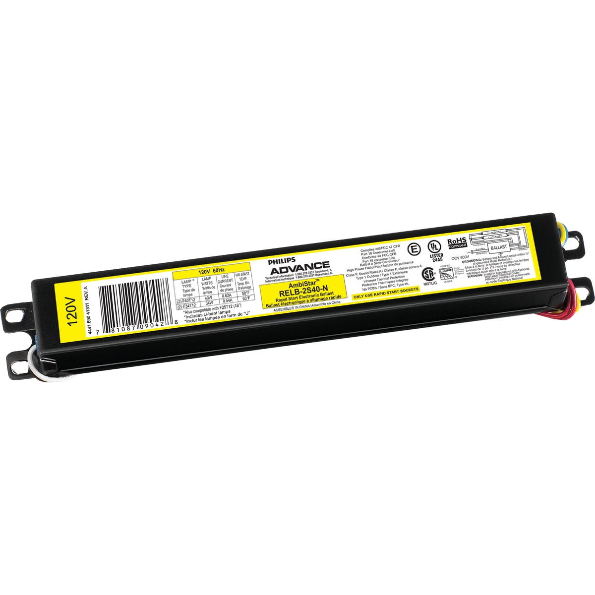 Philips Advance Rapid Start 40W 120V 1 or 2 Lamp Electronic Ballast ...