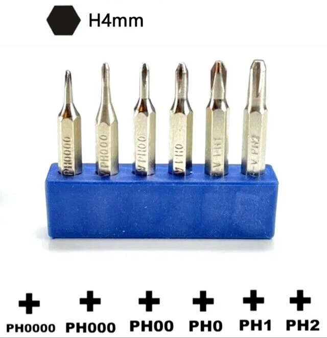 Philips Micro Screwdriver Bit PH0000/PH000/PH00/PH0/PH1/PH2 4mm Hex ...