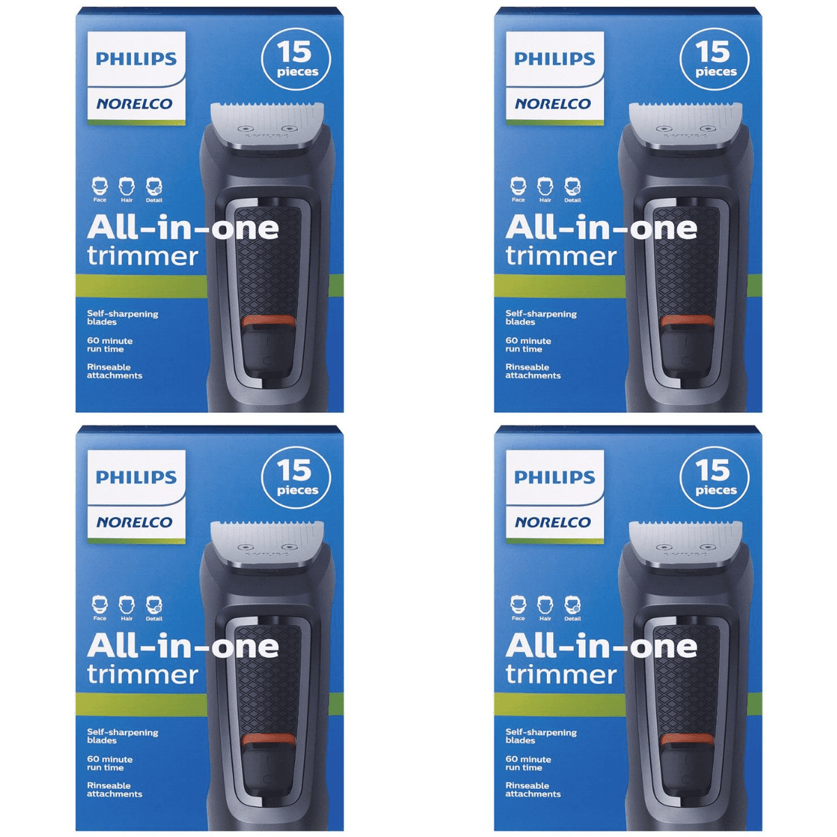 (4 pack) Philips Norelco Multi Groom Face & Hair Trimmer, 15 ...
