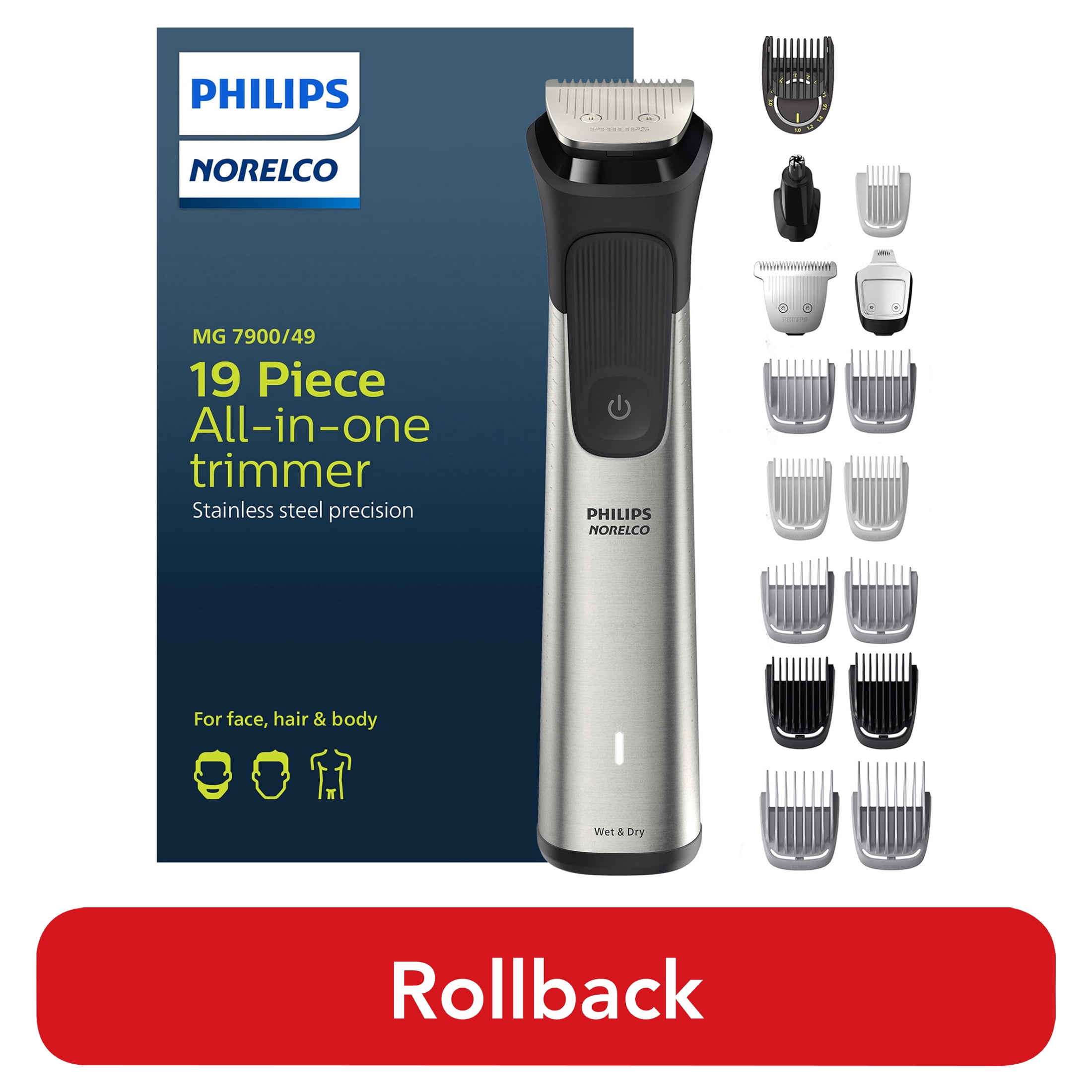 Philips Norelco Multigroom 7000, Precision Trimmer for Beard, Hair ...