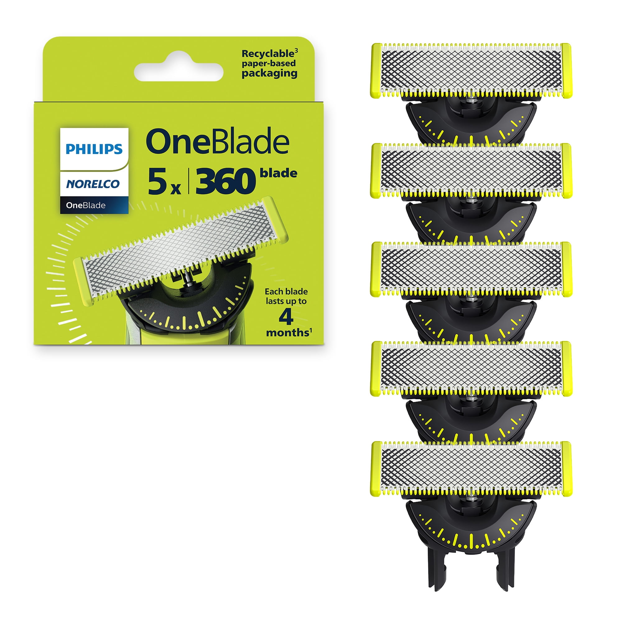 Philips Norelco Oneblade 360 Blade Replacement Blade 5 pack, QP450/80 ...