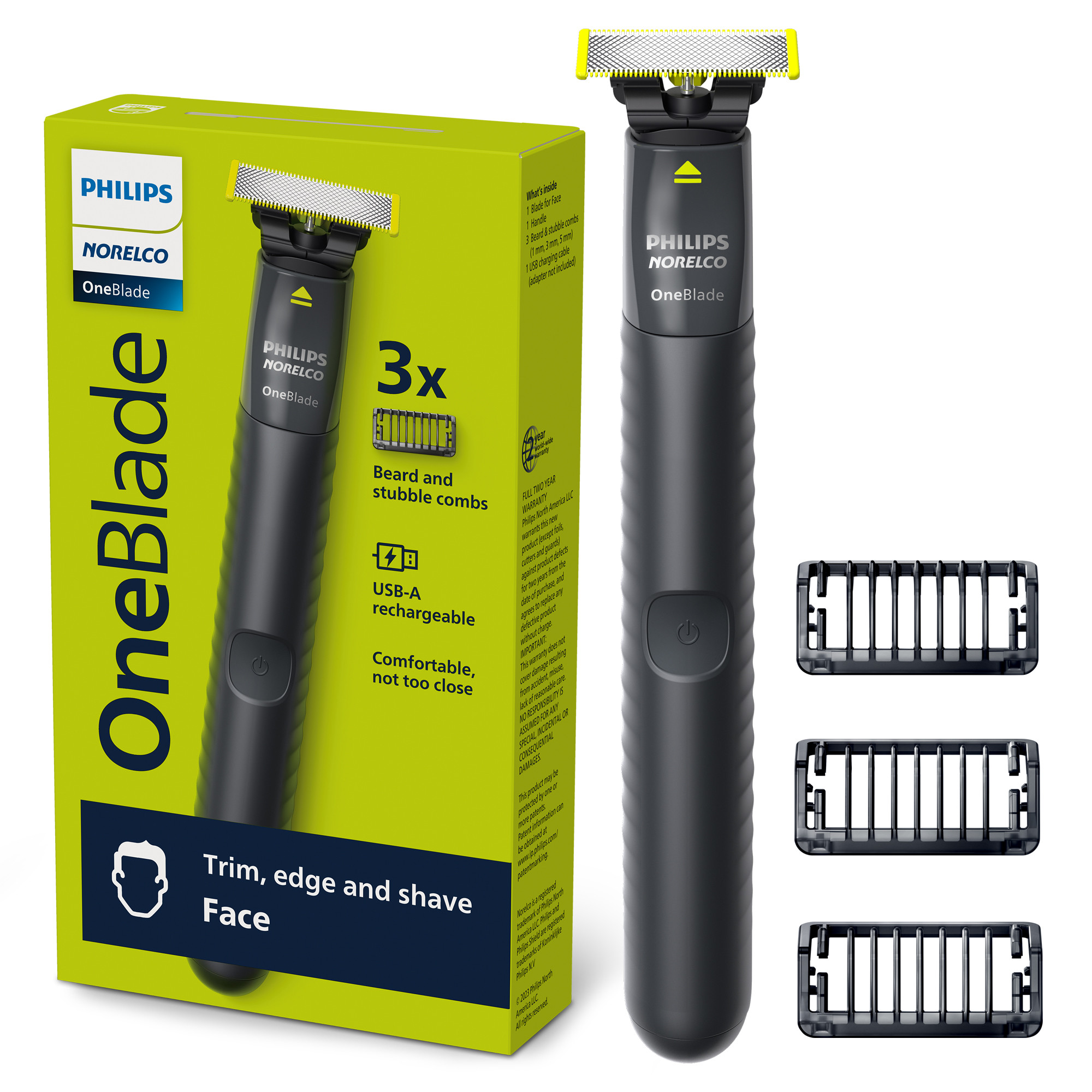 Philips Norelco OneBlade Shaver Replacement Blade, 3 Count Razor QP230 ...