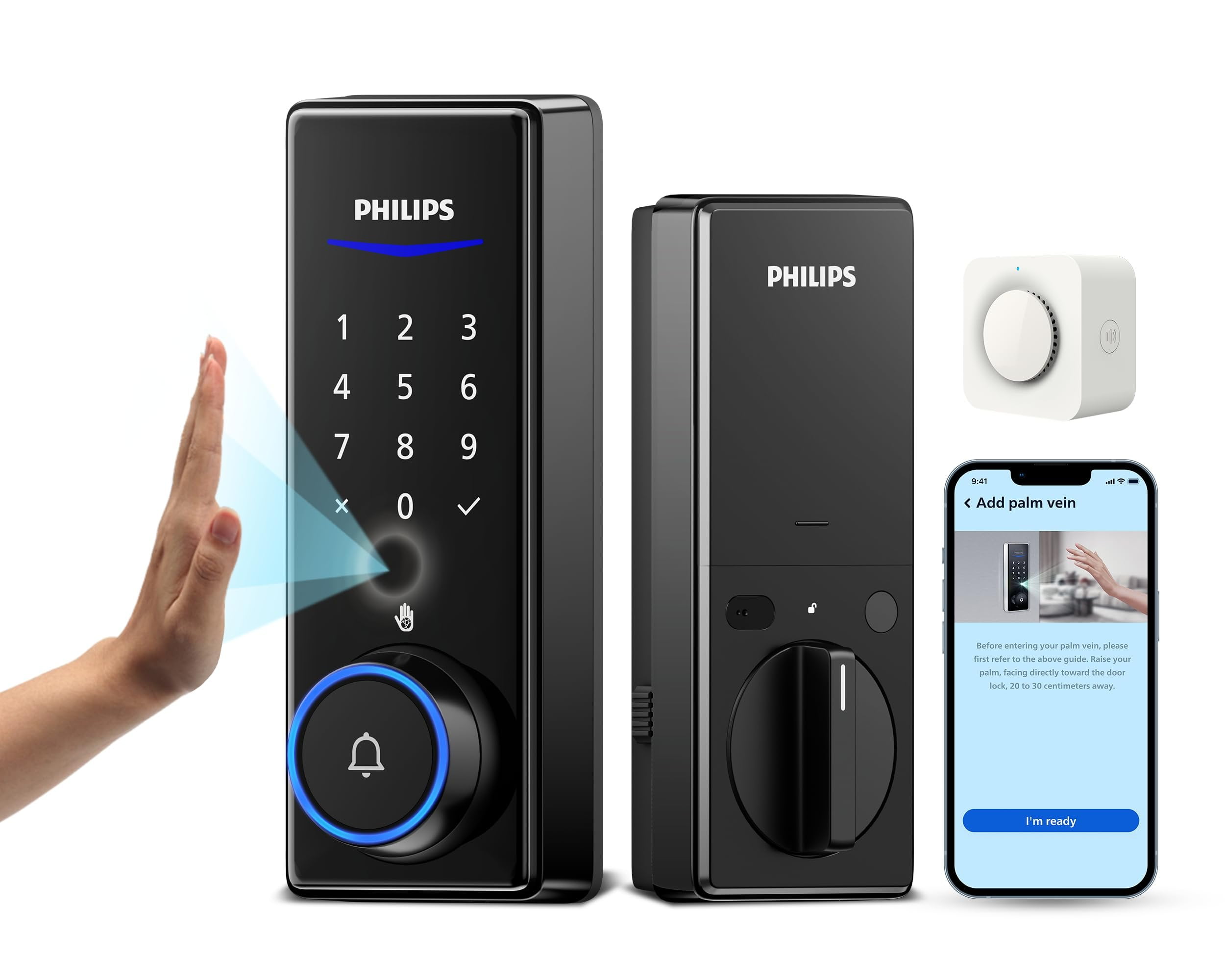 Philips Palm Vein Smart Lock 5000 - Keyless Entry, Doorbell & Wireless ...