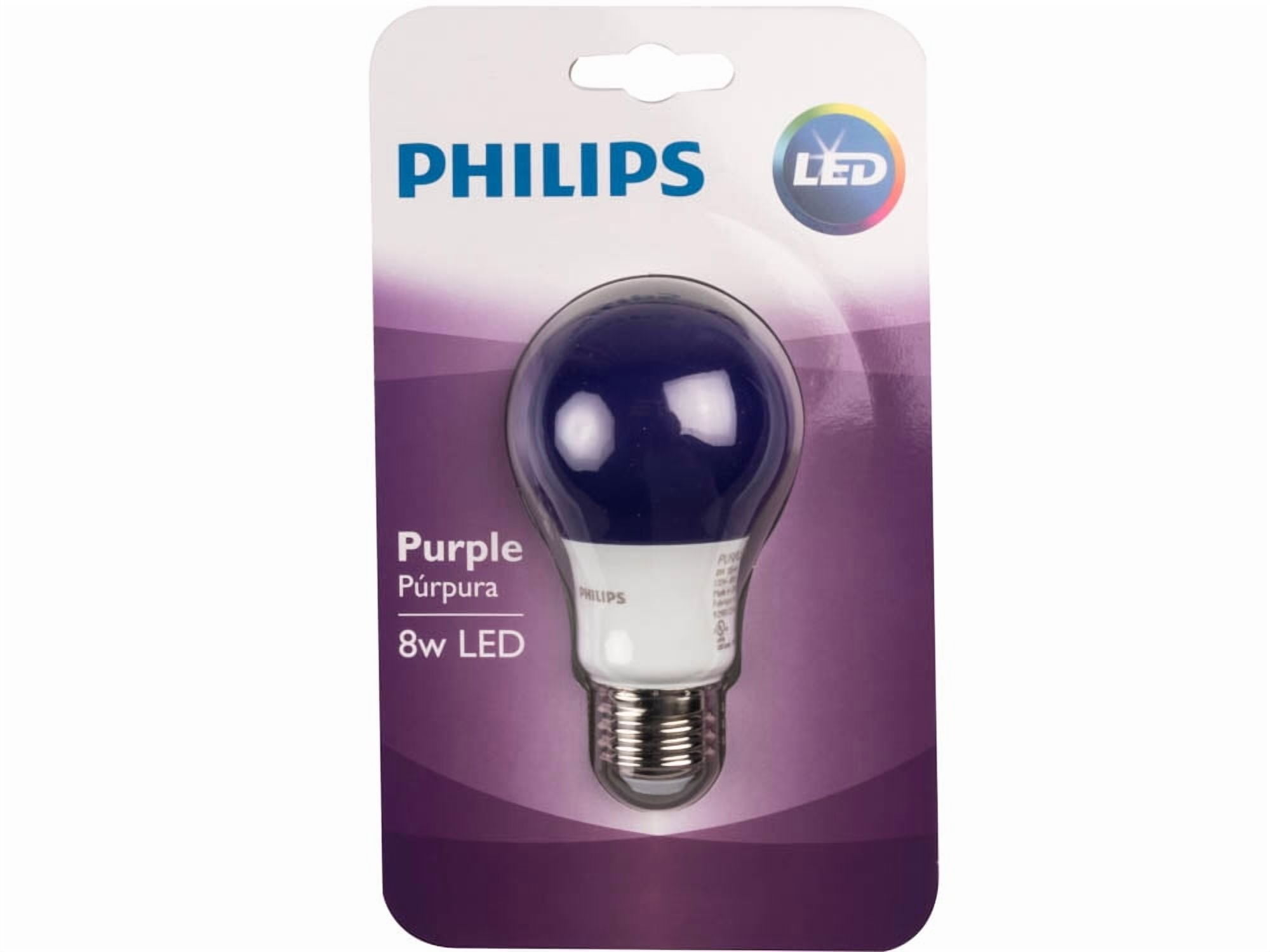 PHILIPS Indoor Purple LED Light Bulb, 8W A19, Medium Screw (E26), Non ...