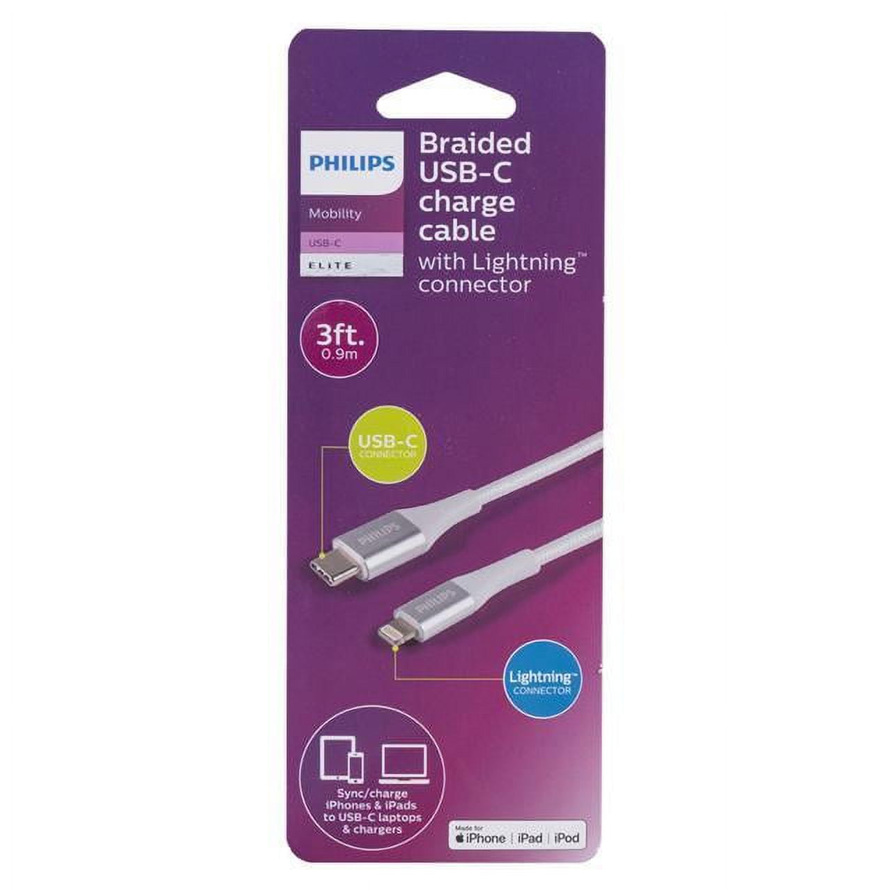 Philips Philips Lightning to C 3ft Brd Cable Wht DLC3201V - Walmart ...