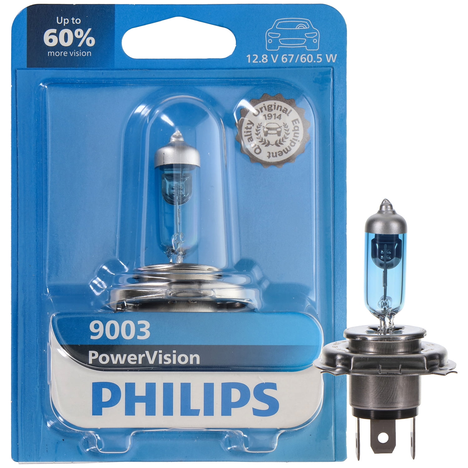 Philips PowerVision 9003 Halogen Headlight Bulb, 1 pack, Fits Select ...