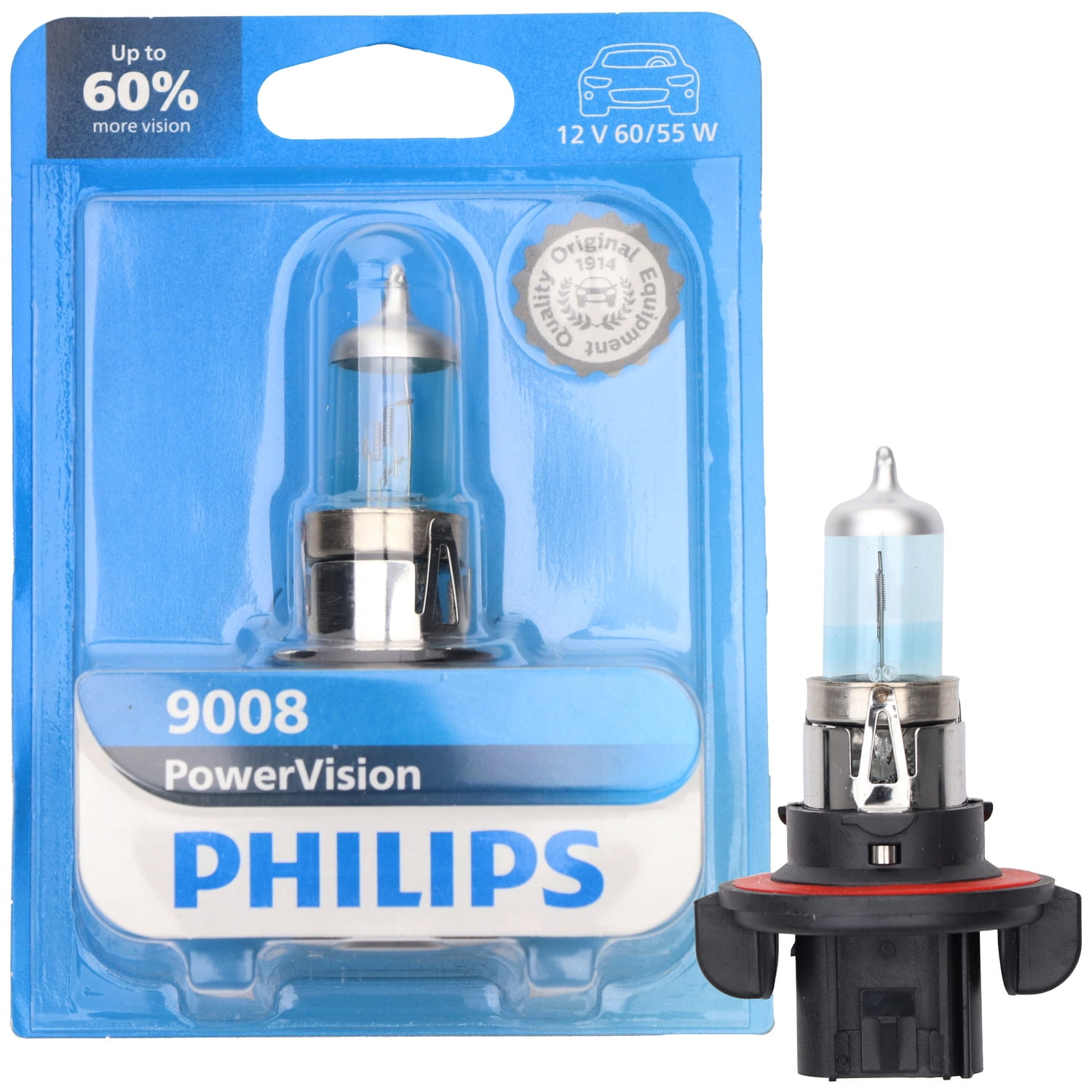 Philips PowerVision 9008/H13 Halogen Headlight Bulb, 1 pack, Fits ...
