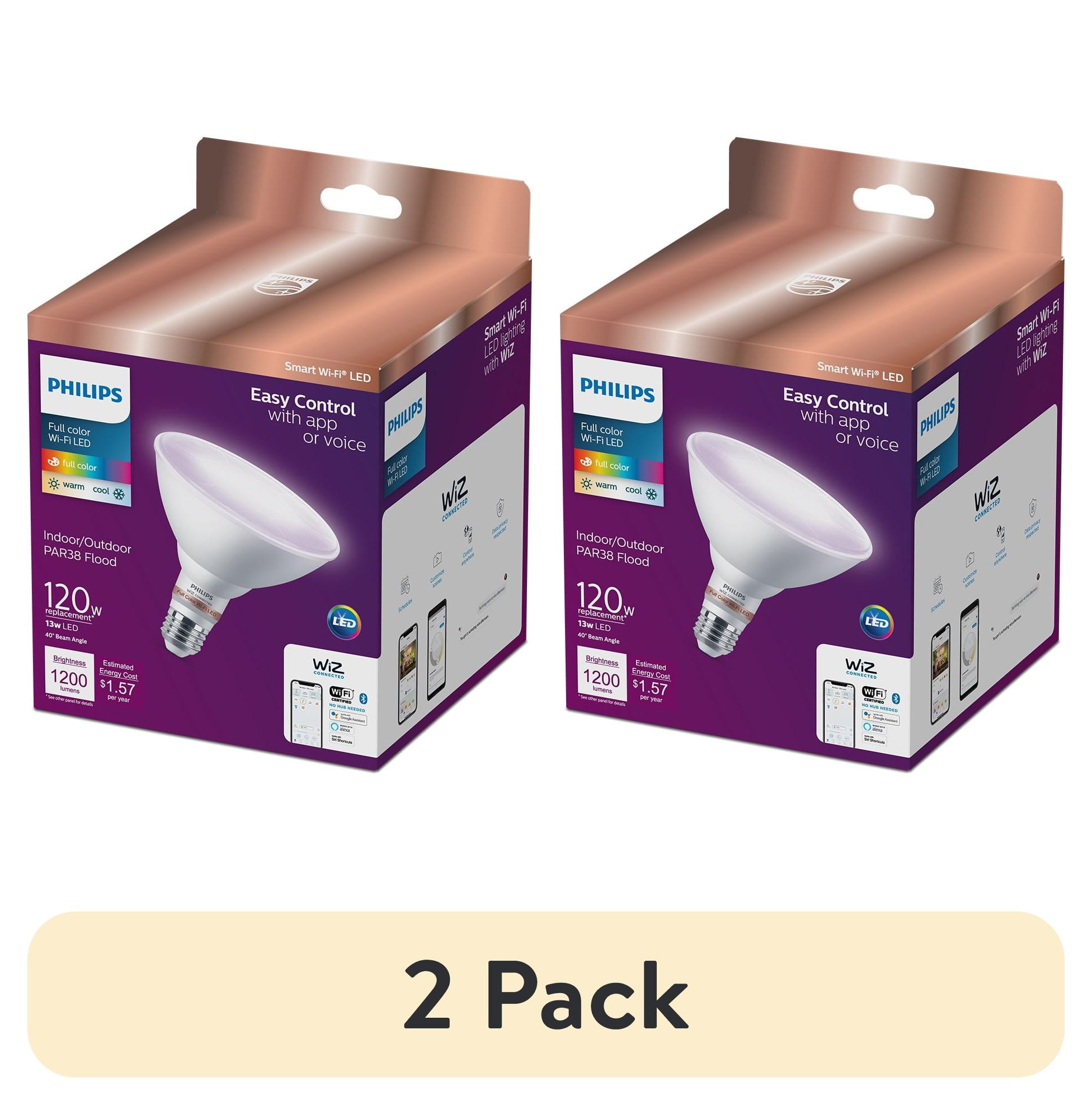 (2 pack) Philips Smart Wi-Fi Connected LED 120-Watt PAR38 Floodlight ...
