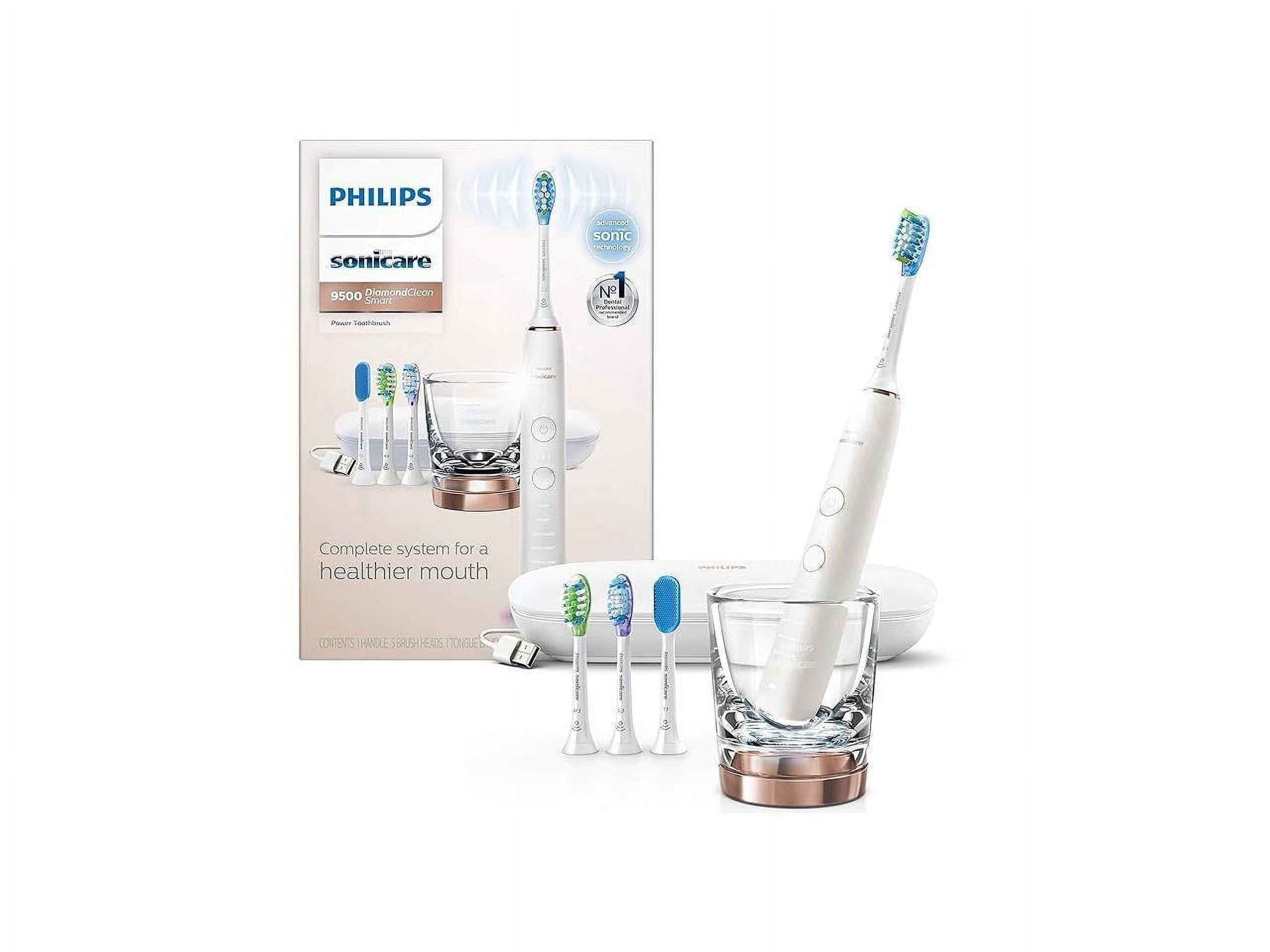 Philips Sonicare DiamondClean Smart 9500 Electric Toothbrush, Rose Gold ...