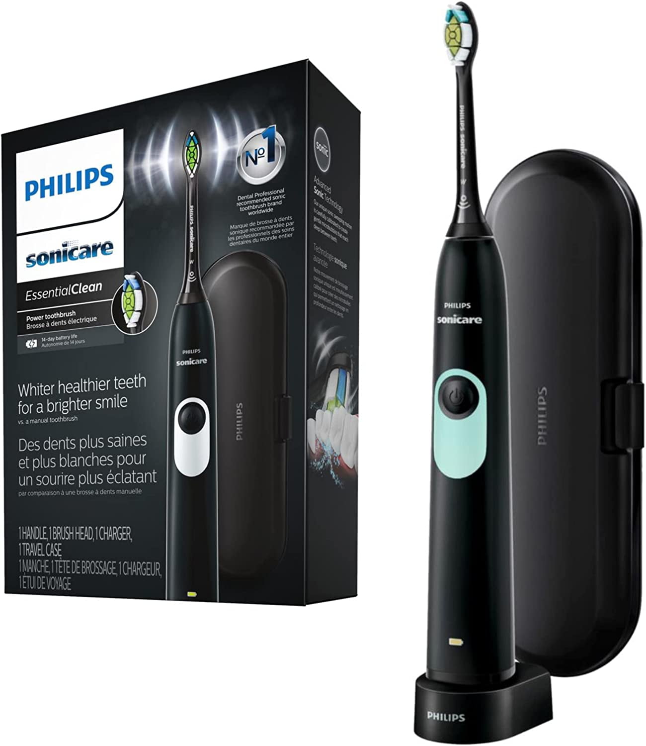 Philips Sonicare Electric Toothbrush EssentialClean, Rechargeable ...