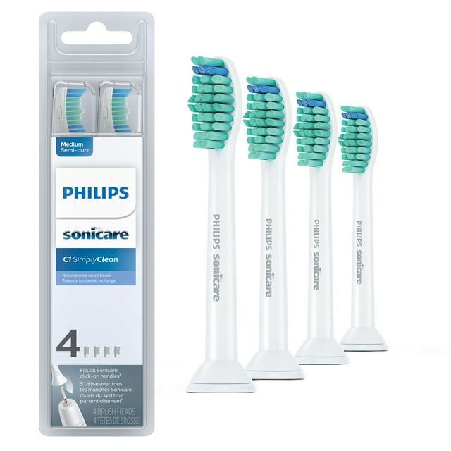 Philips Sonicare SimplyClean (C1) Replacement Toothbrush Heads, 4 Pack - Walmart.com