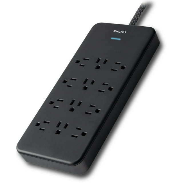 Philips Surge Protector, 12 Outlet, Adapter-Spaced, 3500J, Braided Cord ...