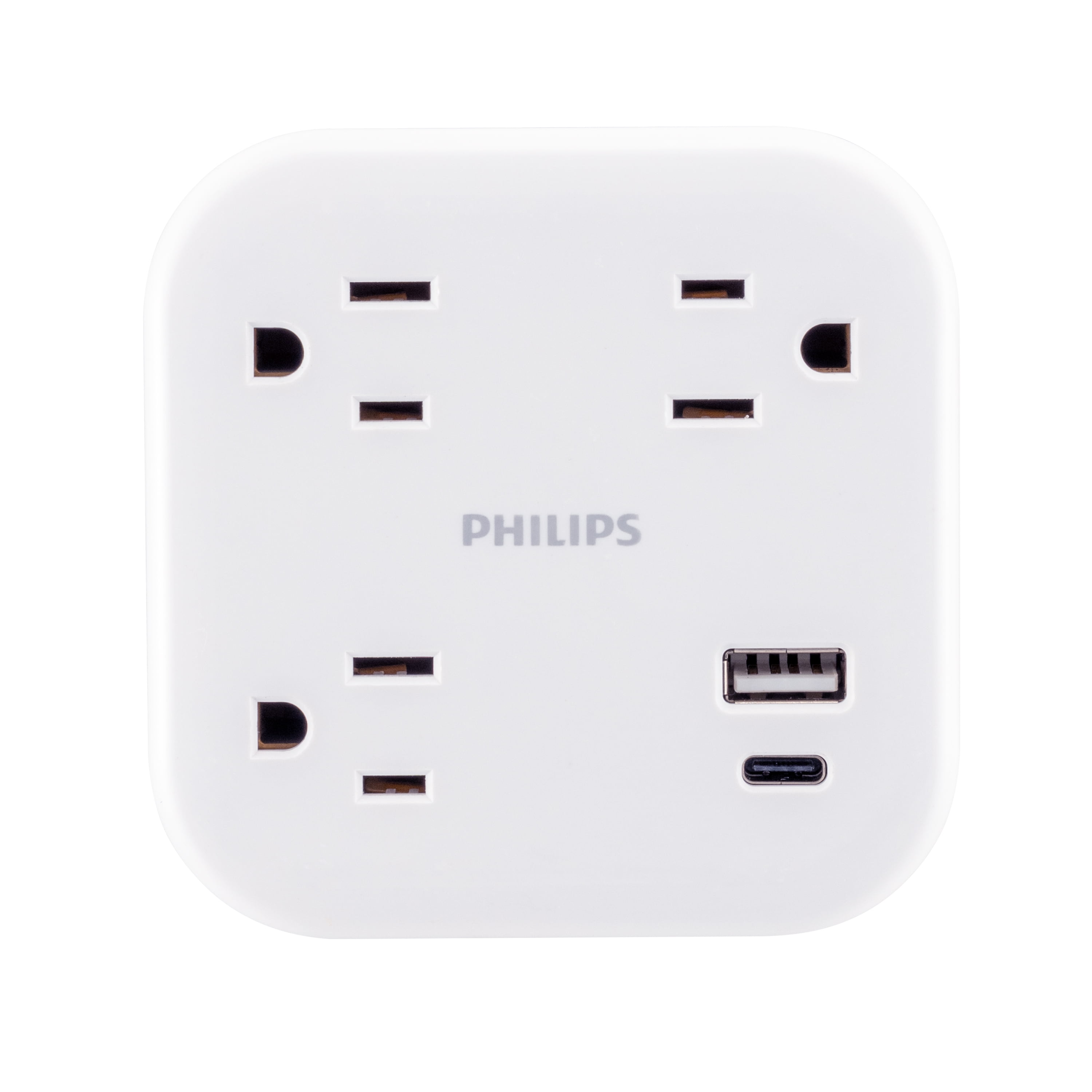 Philips Surge Tap, 3 Outlet, 1 USB-A, 1 USB-C, 12W, 980J, White ...