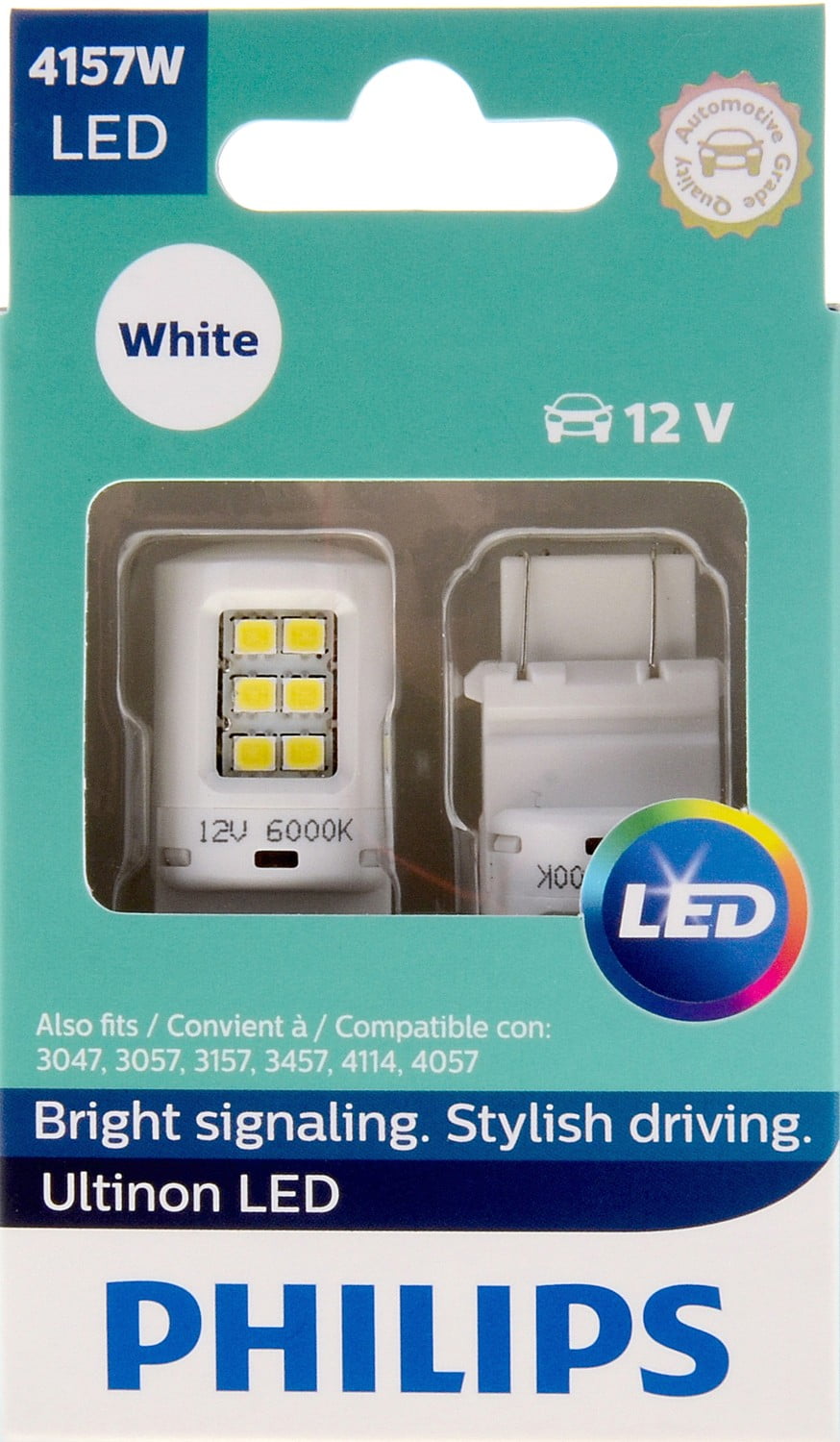 Philips Ultinon 4157W White LED, 2 Pack - Walmart.com
