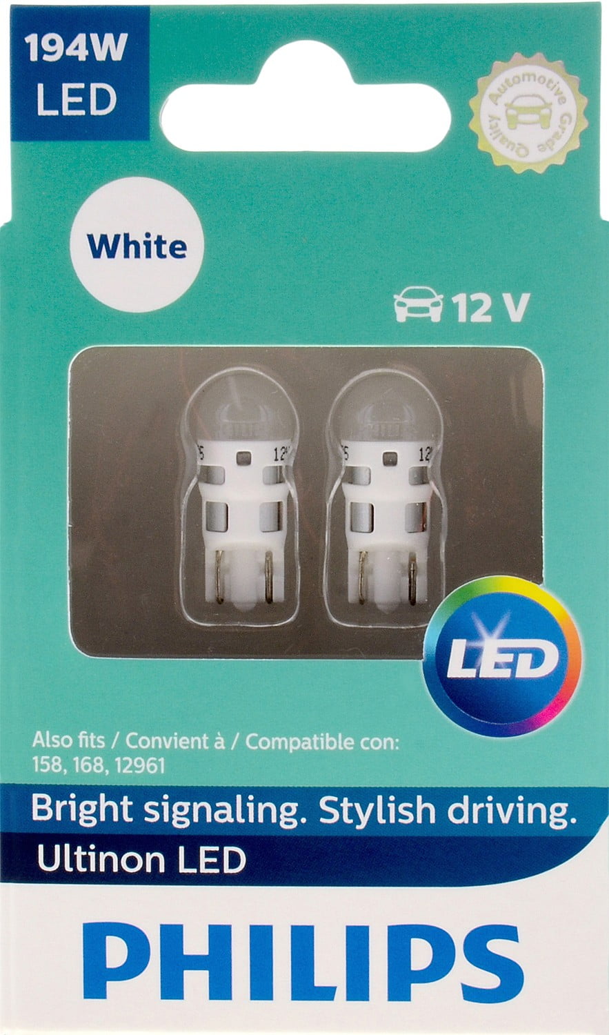 Philips Ultinon LED 194WLED, W2,1X9,5D, Plastic, Always Change In Pairs ...