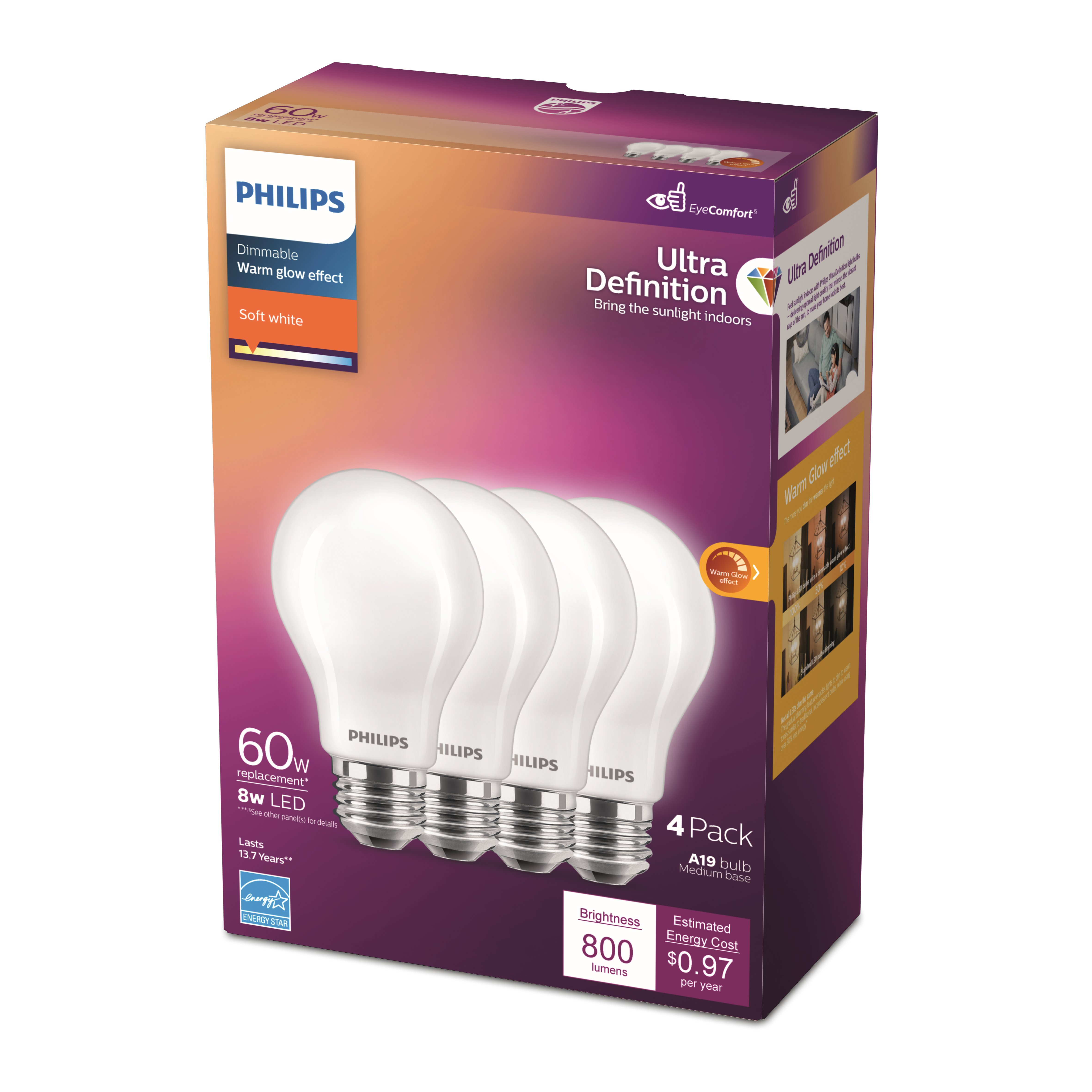 Philips LED Light Bulb, A19, Yellow, 60 WE - Walmart.com