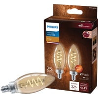 Philips Vintage B11 Amber Spiral Medium LED Decorative Light Bulb 2PK ...