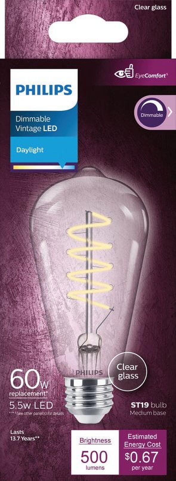 Philips Vintage LED 60-Watt Spiral Filament Light Bulb, E26 - Walmart.com