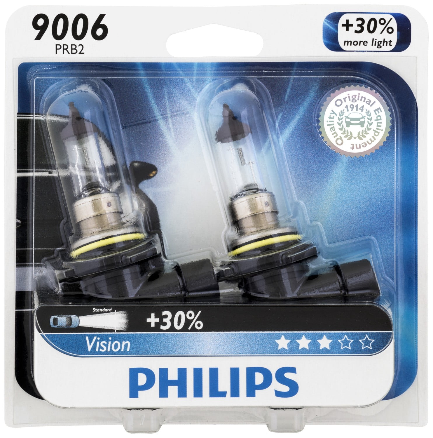 Philips 9006 Vision Headlight, Pack of 2, Up to 30% More Vision ...