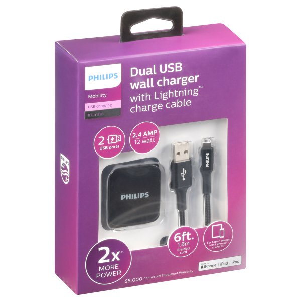 Philips Wall Charger Charging Kit USB-A - Walmart.com