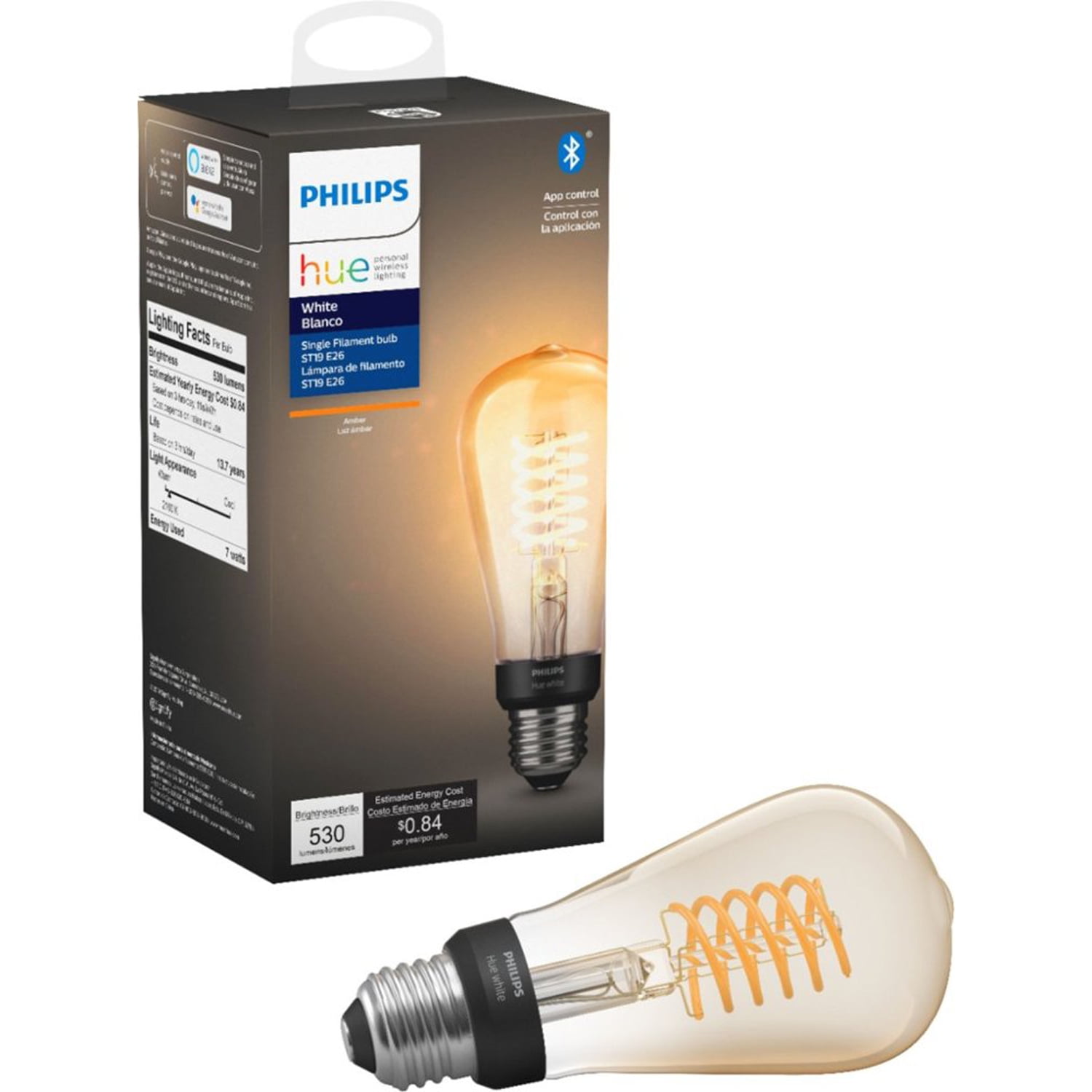 Philips Hue White Filament ST19 Bluetooth Smart LED Bulb - Amber ...