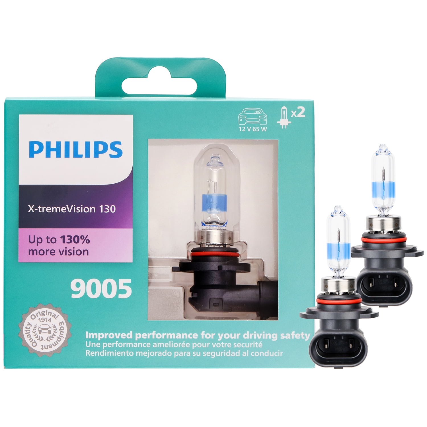 Philips X-tremeVision 130 9005 Halogen Headlight Bulbs, 2 pack, Fits ...