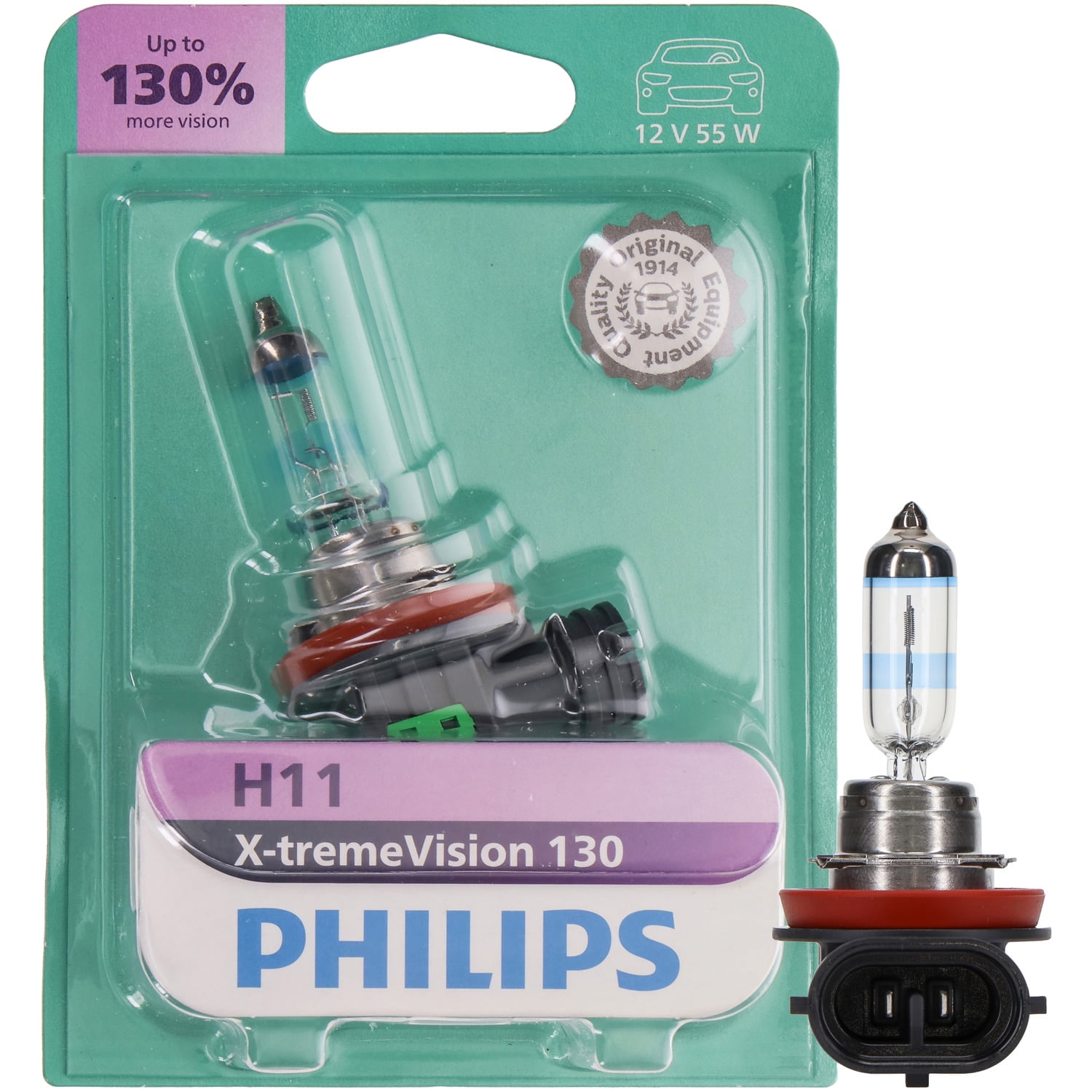 Philips X-tremeVision 130 H11 Halogen Headlight Bulb, 1 pack, Fits ...