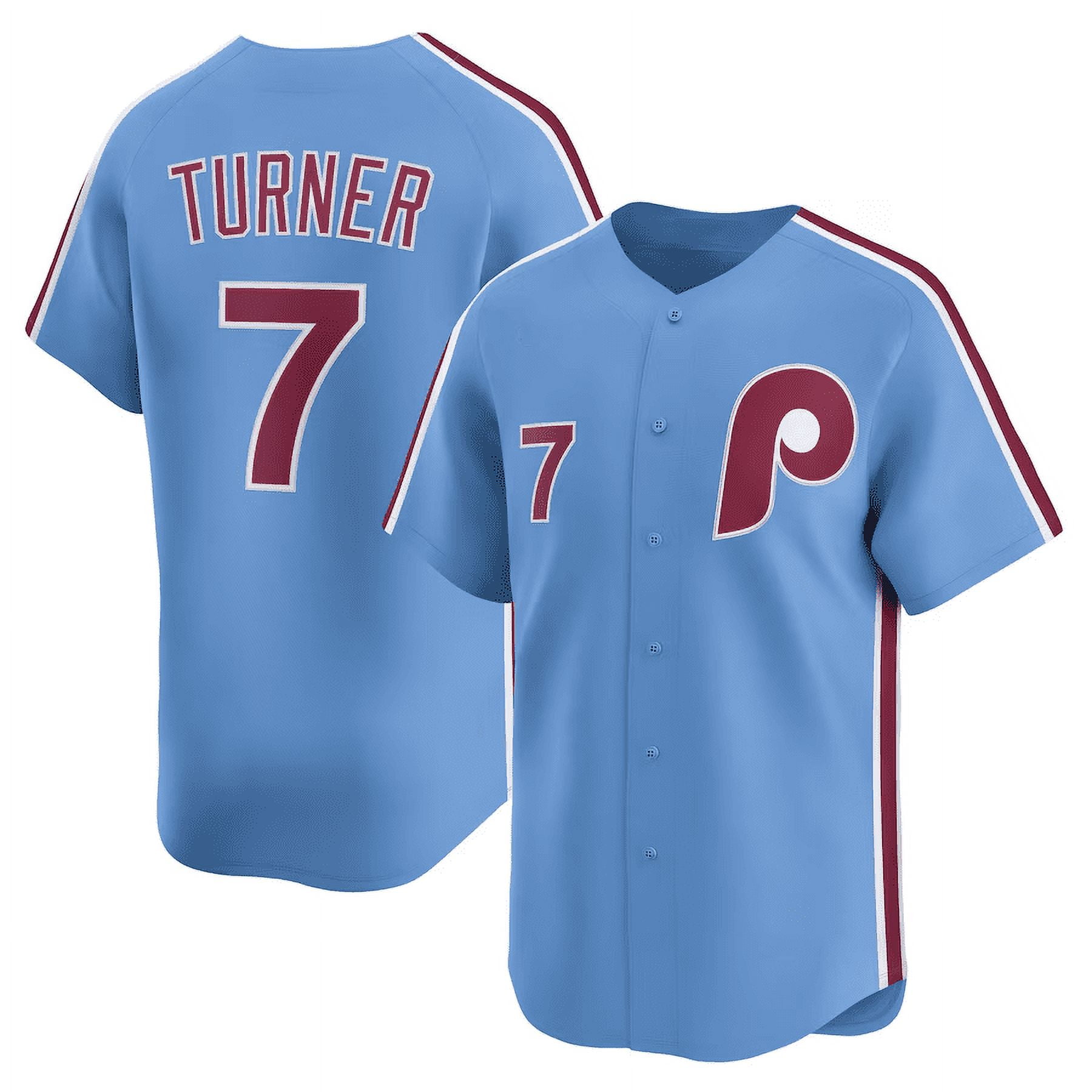 Phillies Men's Home Limited T_rea_Turner#7 Fans short sleeve Pl_ay_er ...