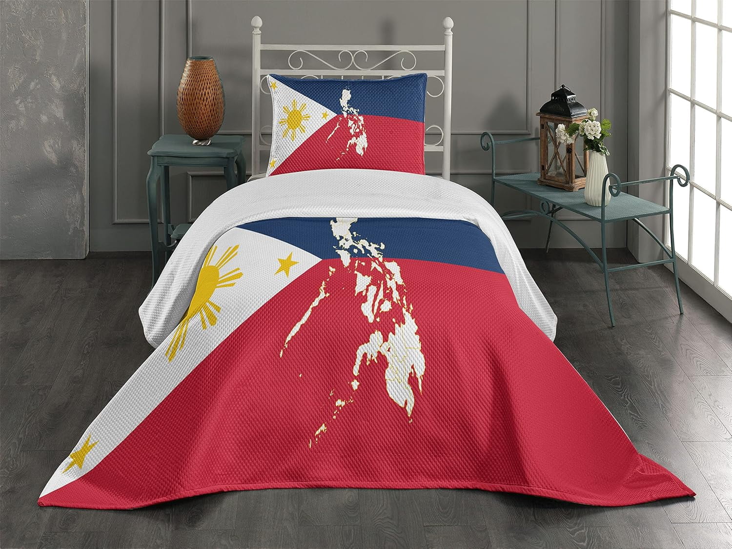 Phillipine Coverlet, Map and Flag of Philippines Country Culture and ...