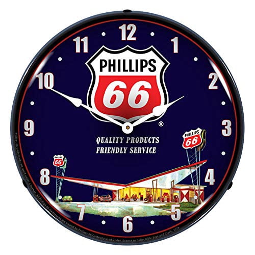 Phillips 66 Gas Station 2 LED Wall Clock, Retro/Vintage, Lighted, 14 ...