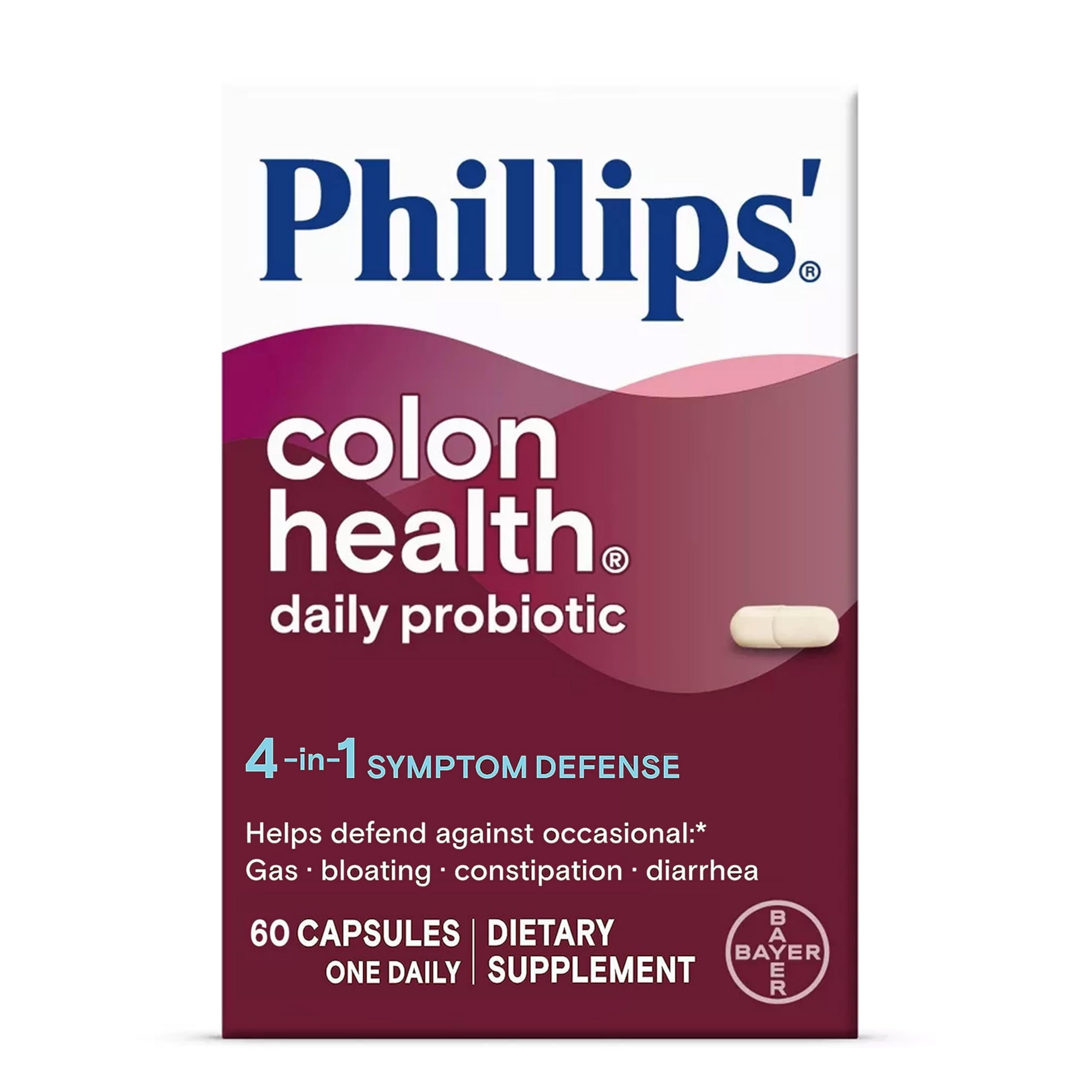 Phillips' Colon Health Daily Probiotic Capsules, BSL1 4-in-1 Symptom ...