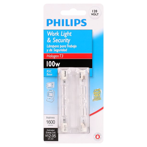 Phillips Halogen 100-Watt T3 Work and Security Light, Dimmable, RSC ...