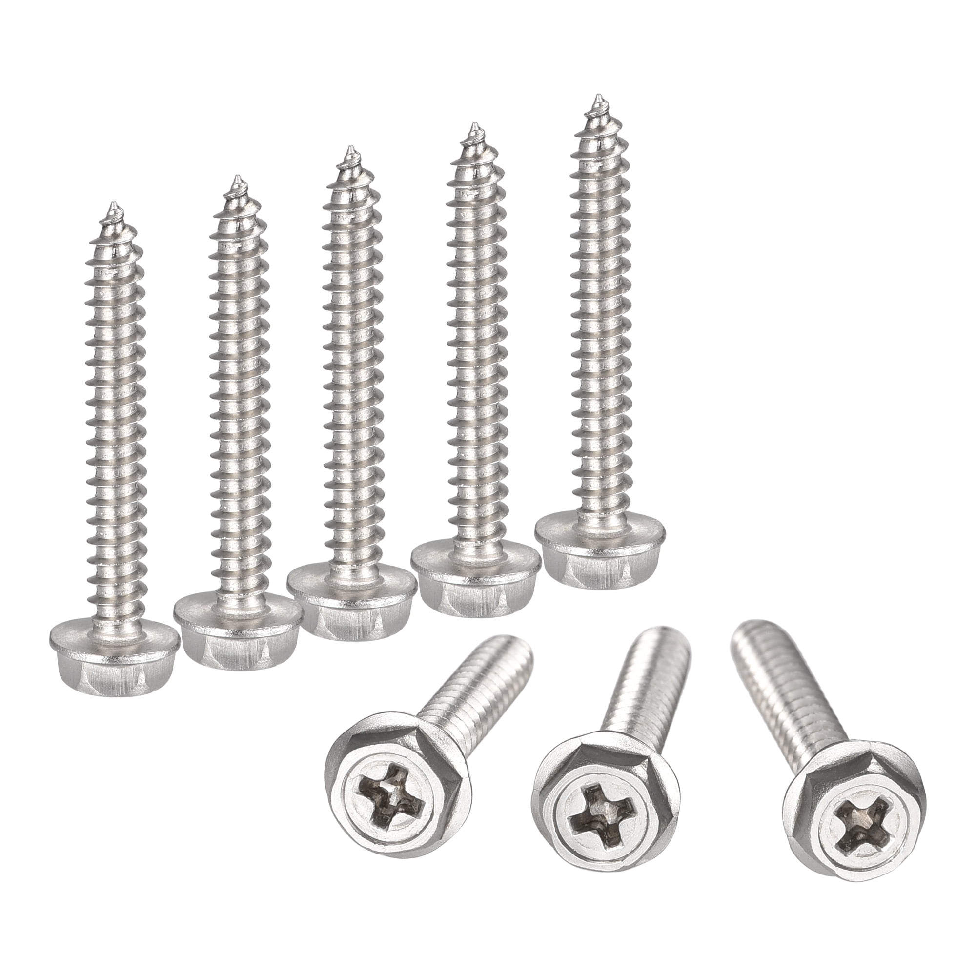 Phillips Hex Washer Self Tapping Screws, M4 x 30mm 304 Stainless Steel ...