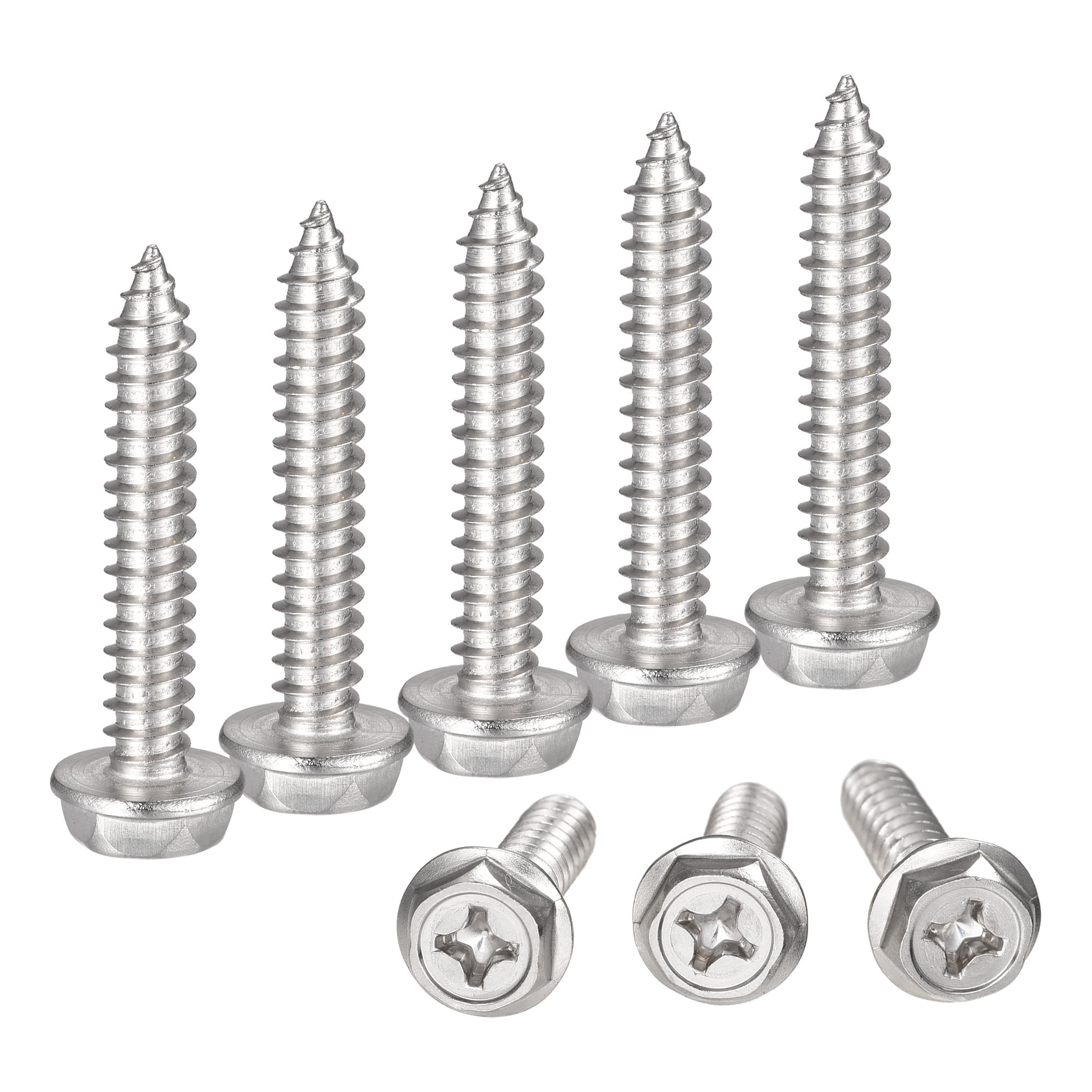 Phillips Hex Washer Self Tapping Screws, M6 x 35mm 304 Stainless Steel ...
