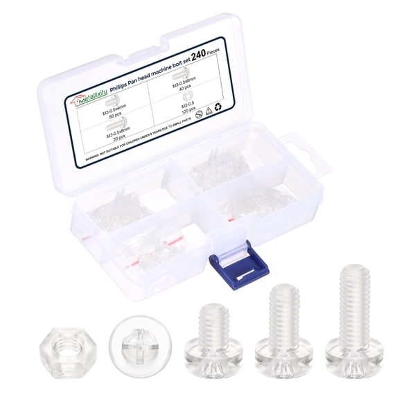 Phillips Pan Head Bolts Kit M3-0.5 240Pcs PC with Hex Nut for Door ...