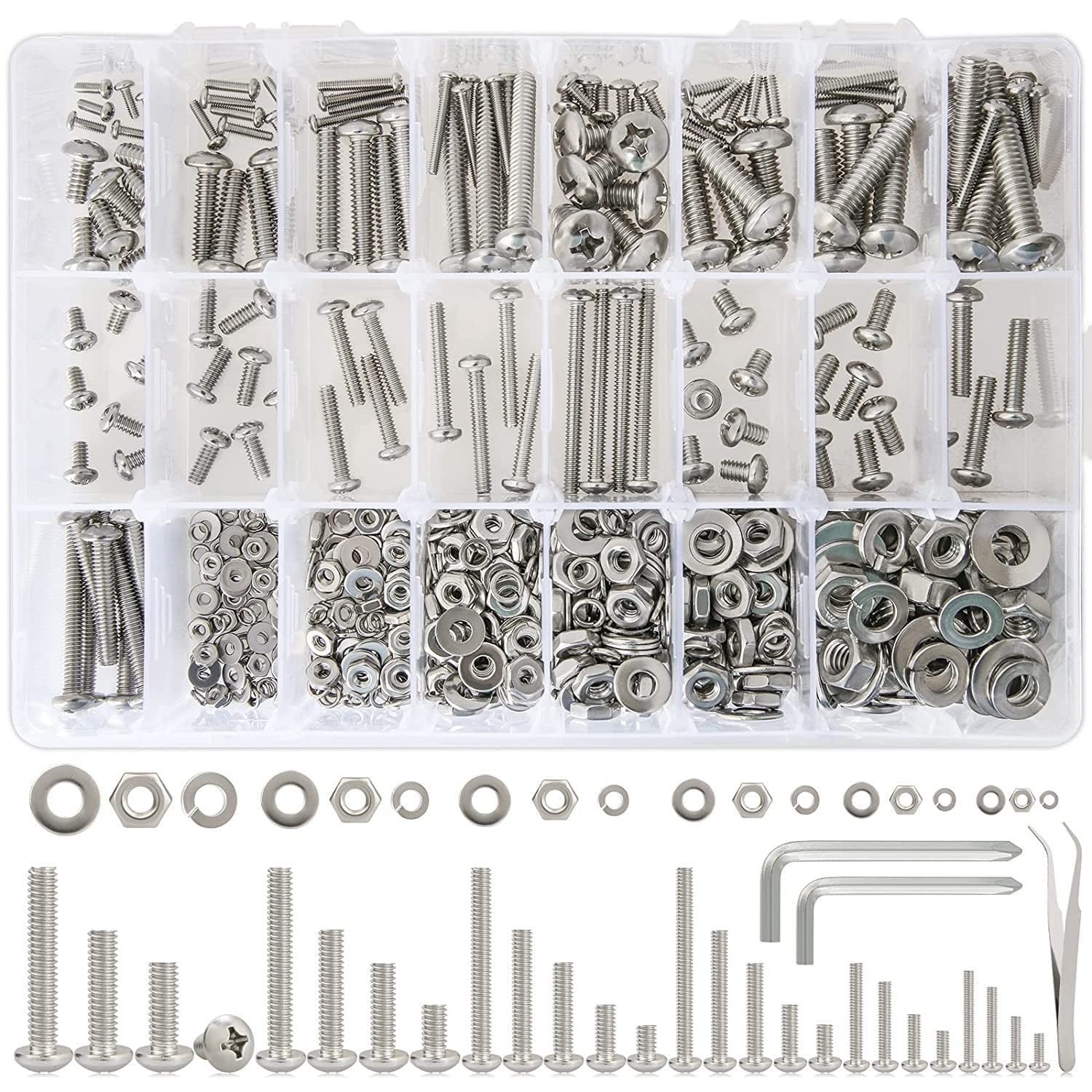 Phillips Pan Head Machine Screw Assortment Kit, Stainless Steel Bolts and Nuts Kit #2-56 #4-40 ...