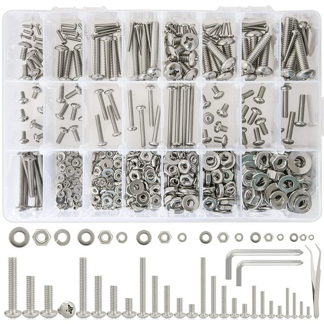 Phillips Pan Head Machine Screw Assortment Kit, Stainless Steel Bolts and Nuts Kit #2-56 #4-40 ...