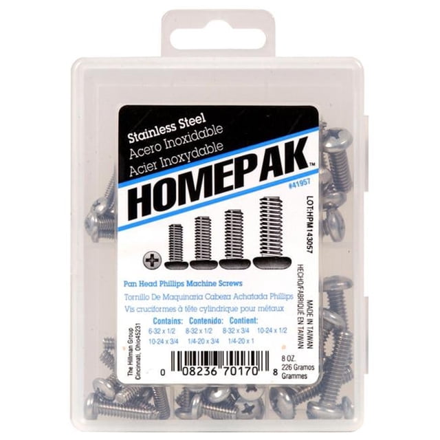 Phillips Pan Head Stainless Steel Machine Screw Kit, Assorted - Walmart ...