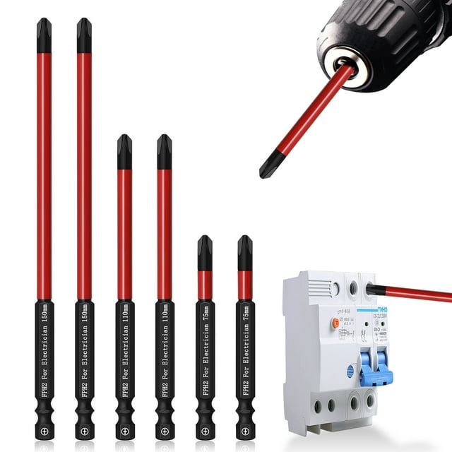 Phillips Slotted Bit for Electricians, Tonsiki 6PCS Slotted Phillips ...