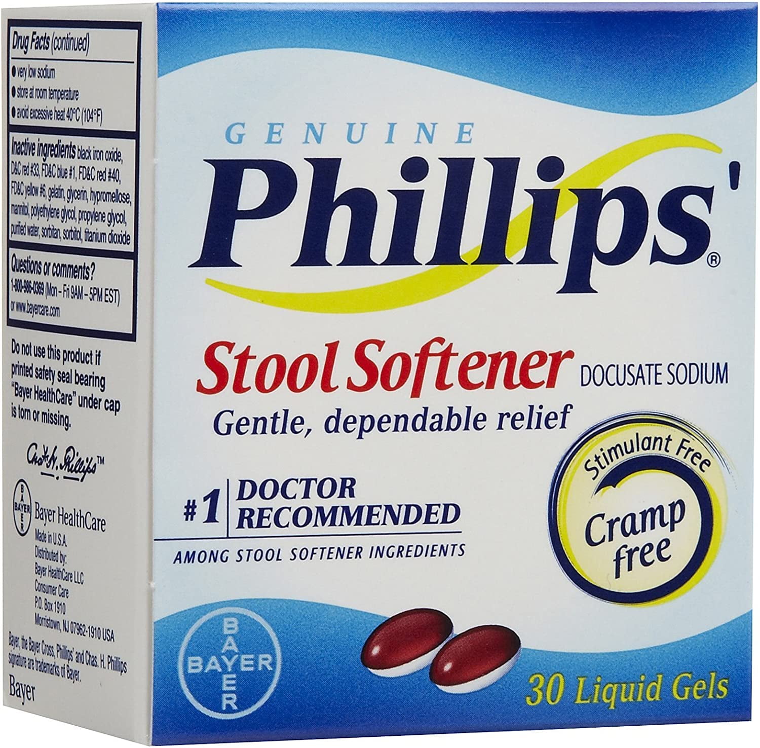 Phillips' Stool Softener Constipation Relief Liquid Gels, 30 Count ...