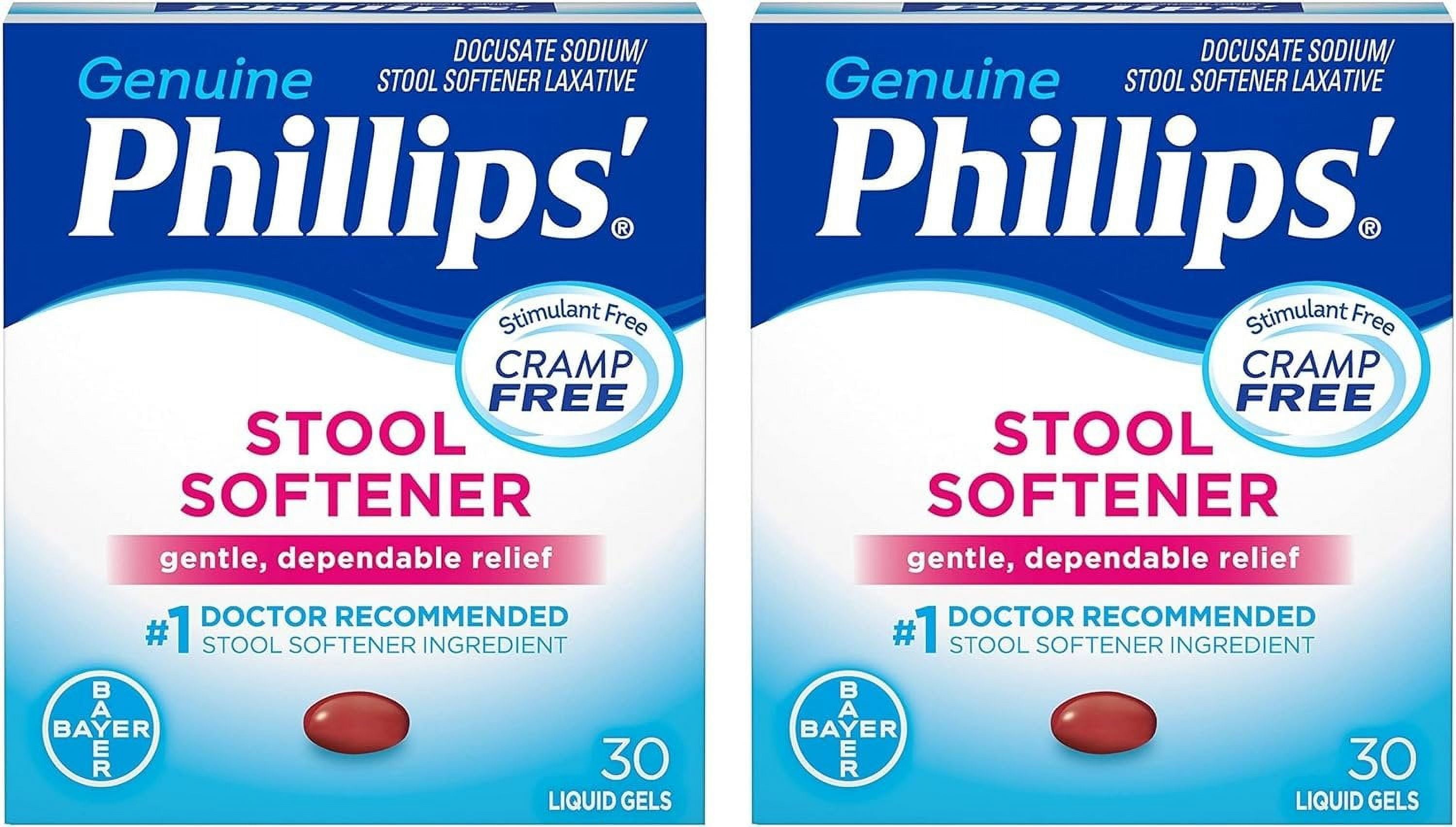 Phillips Stool Softener Liquid Gels 30-Count Pack for Constipation ...