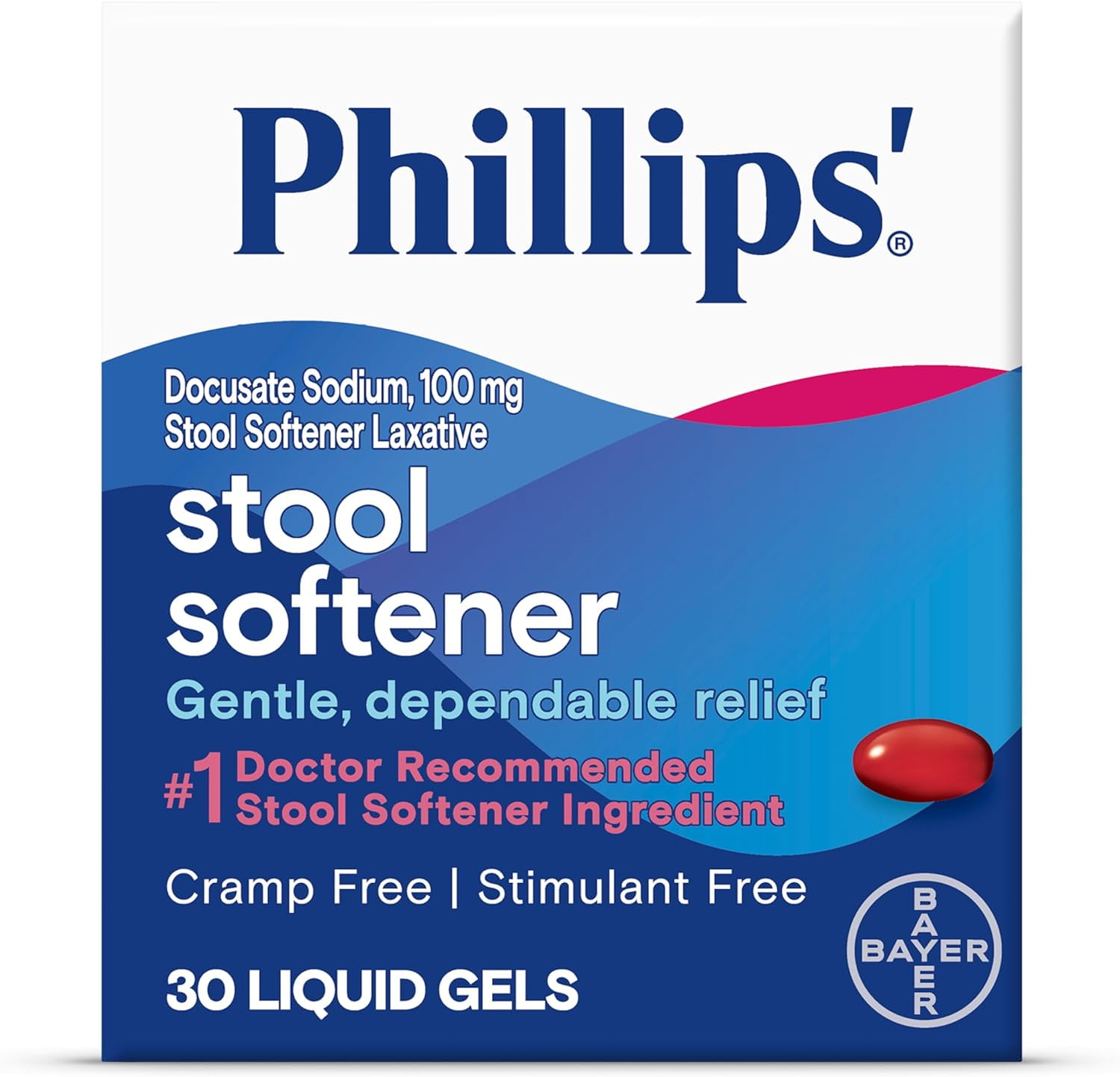 Phillips', Stool Softener Liquid Gels, 30 Count, Gentle Relief for ...