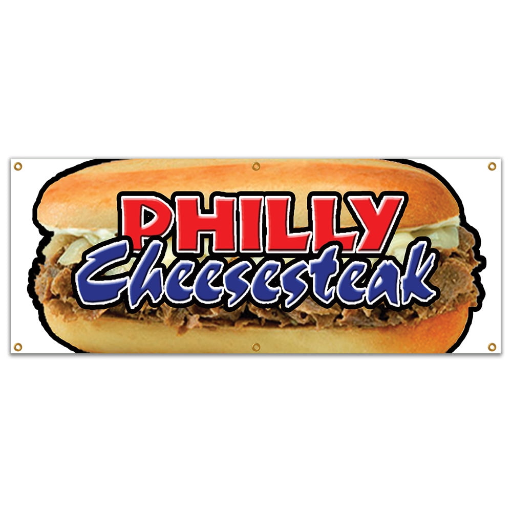 Philly Cheesesteak Banner 24" X 72" Heavy Duty 13 Oz Vinyl Banners with ...