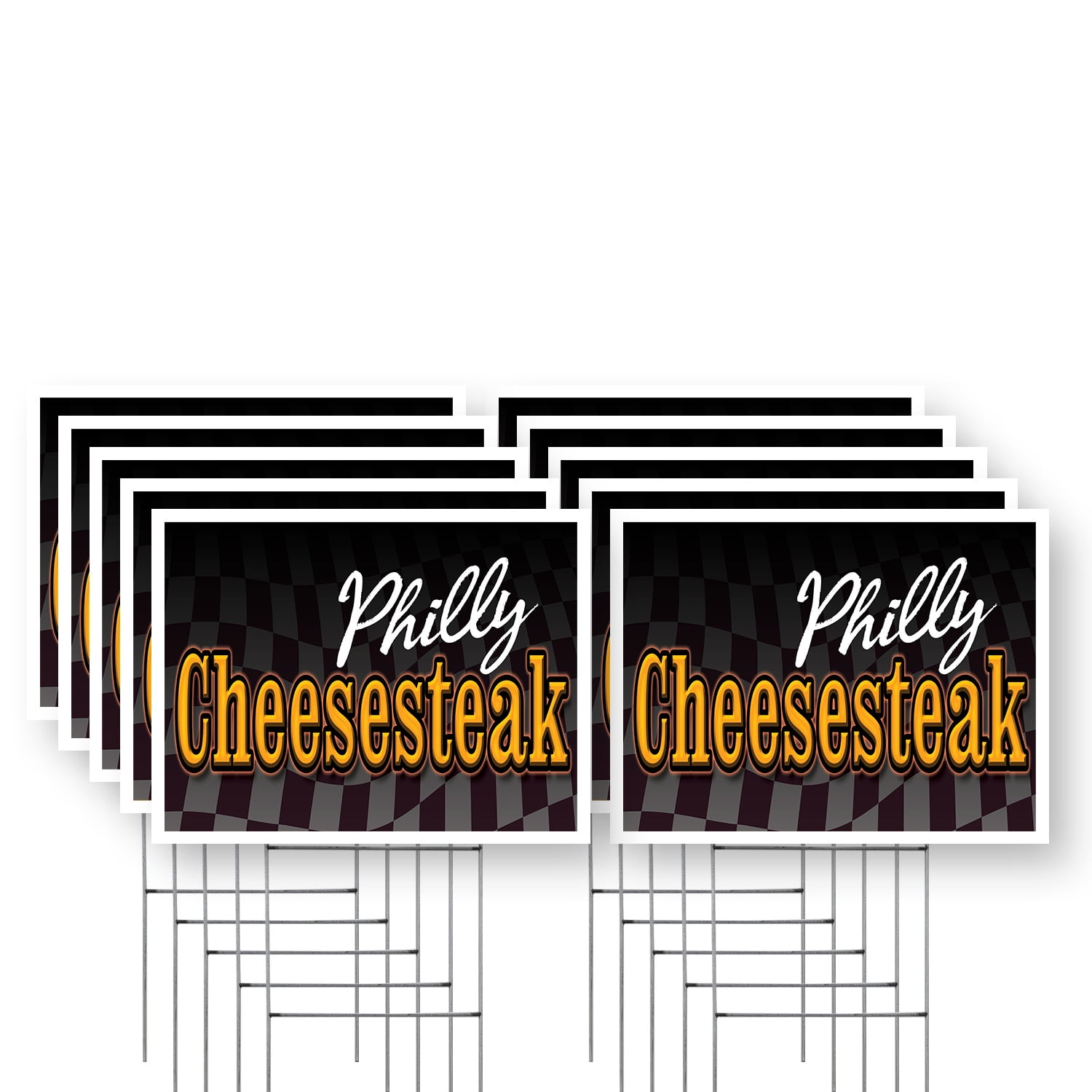 Philly Cheesesteak Yard Sign 10 Pack of 18 Inch x 24 Inch Double Sided ...