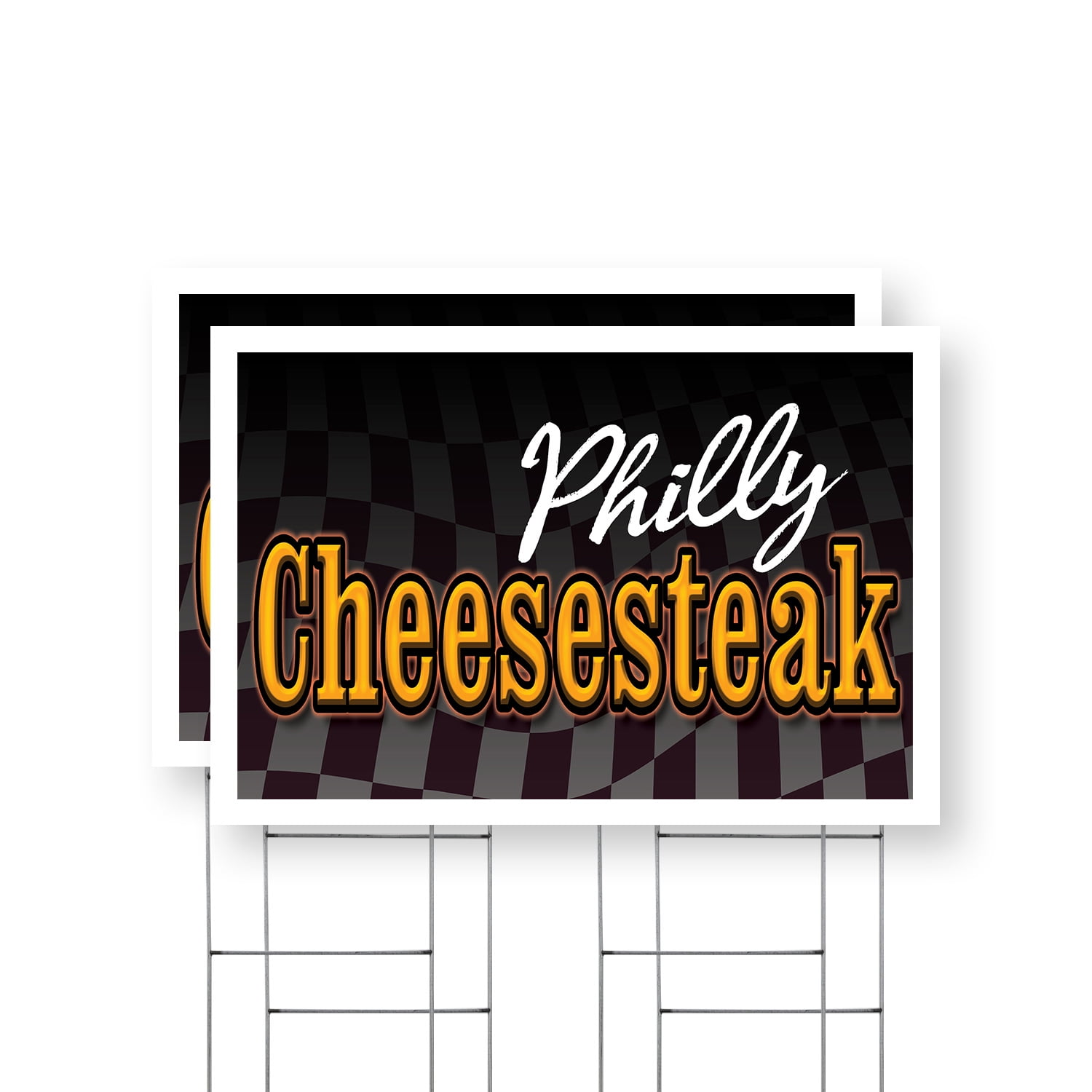 Philly Cheesesteak Yard Sign 2 Pack of 24 Inch x 36 Inch Single Sided ...