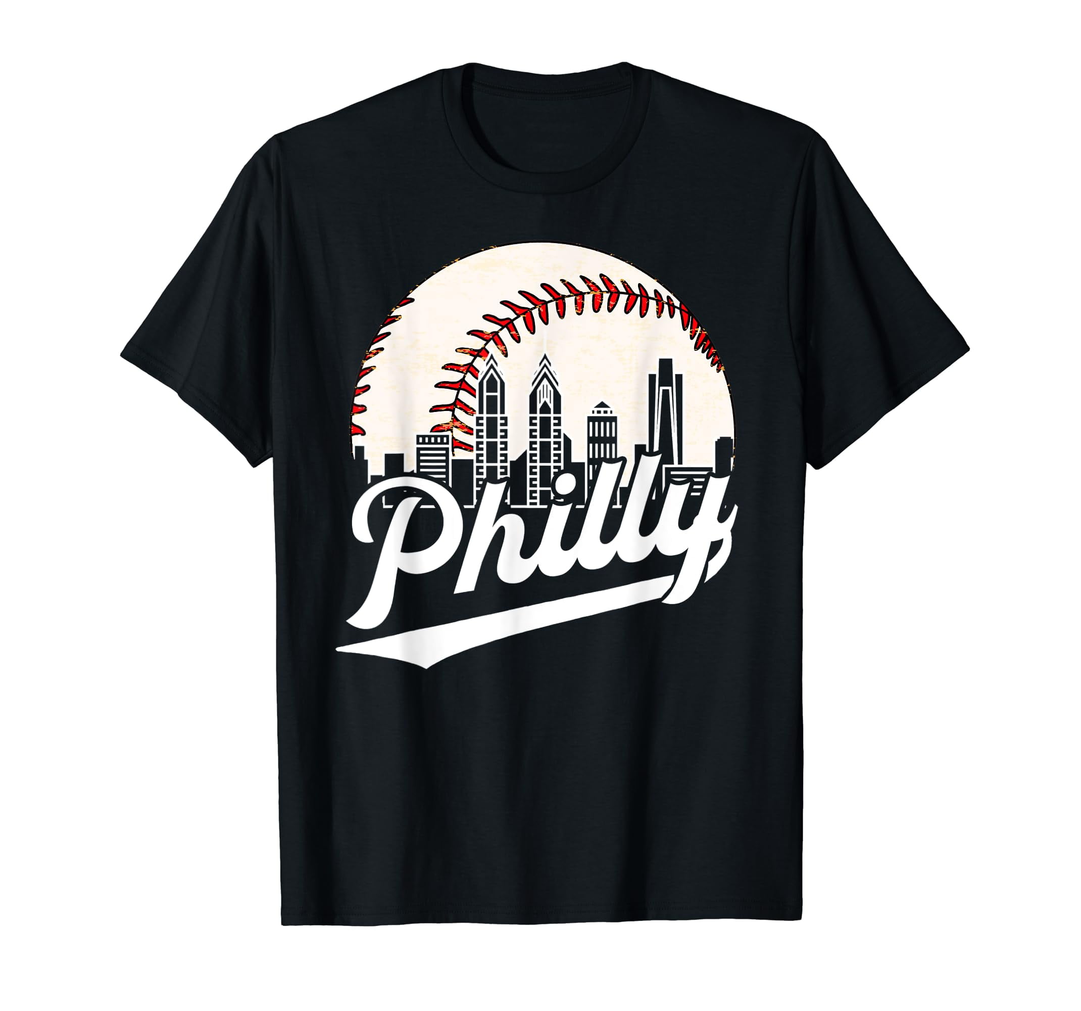 Philly Cityscape Baseball Philadelphia Skyline Retro Vintage T-Shirt ...