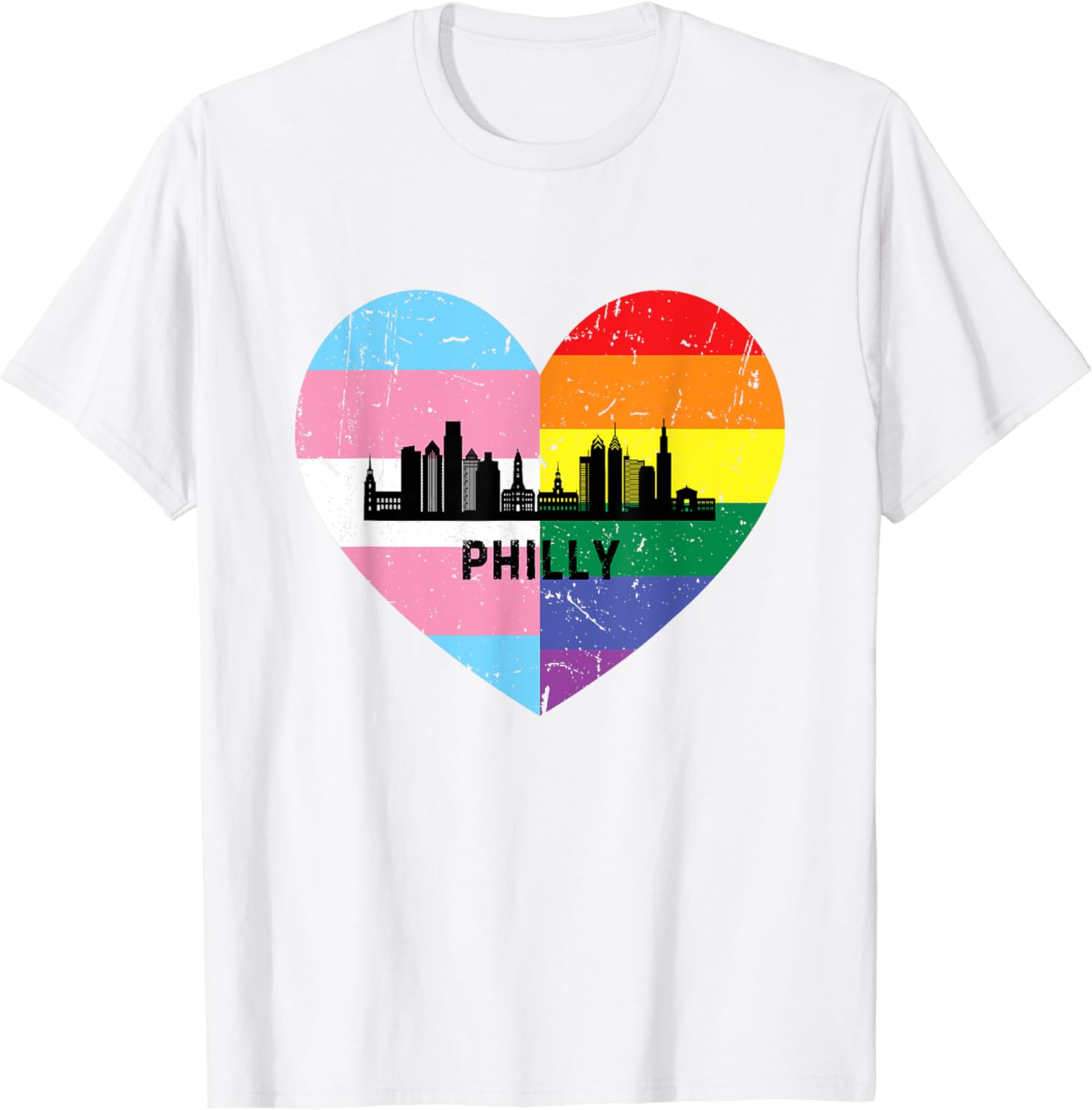 Philly Pride Month Parade LGBTQ+ Transgender Heart T-Shirt - Walmart.com