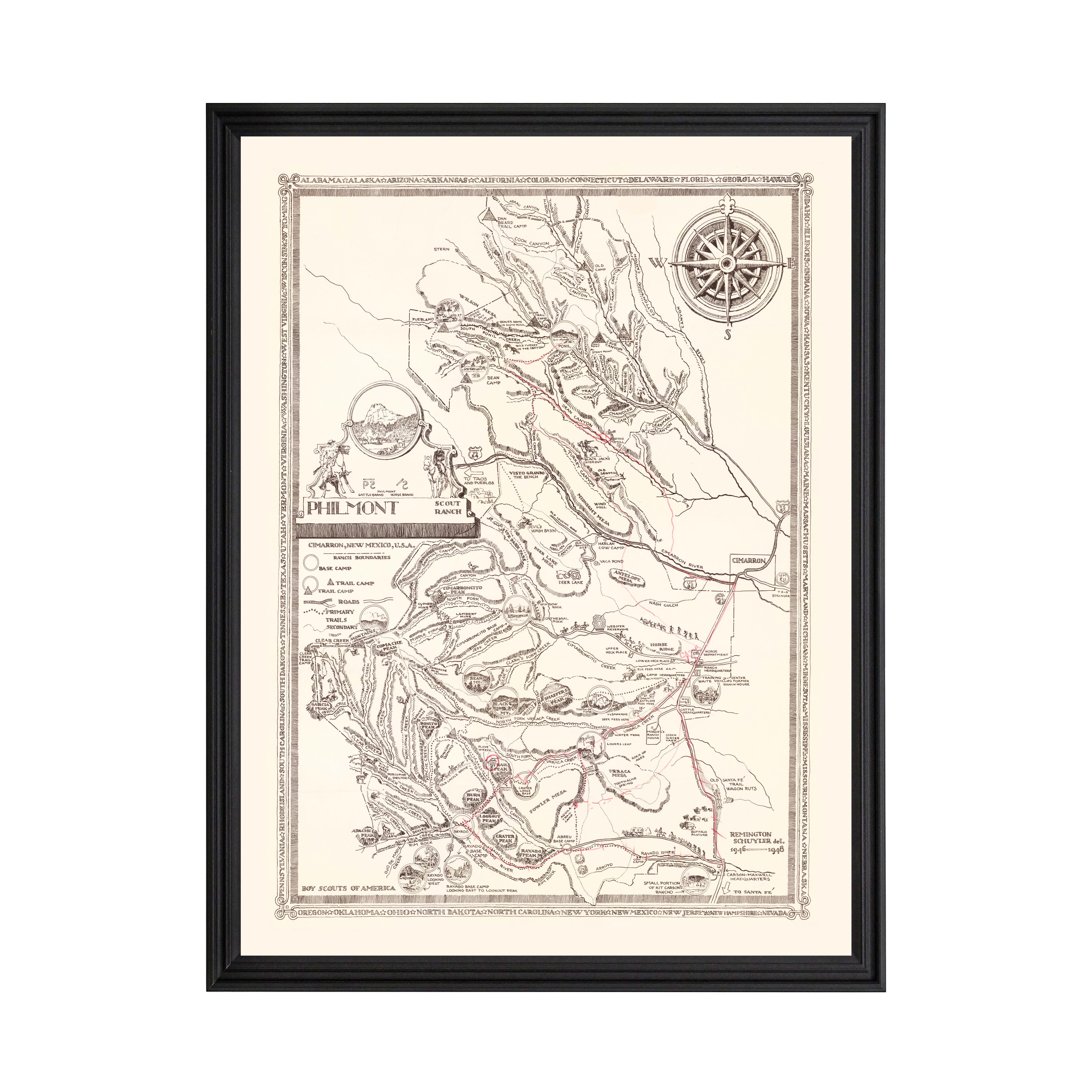 Philmont Scout Ranch Art, 1948 Vintage Map of Philmont Scout Ranch ...