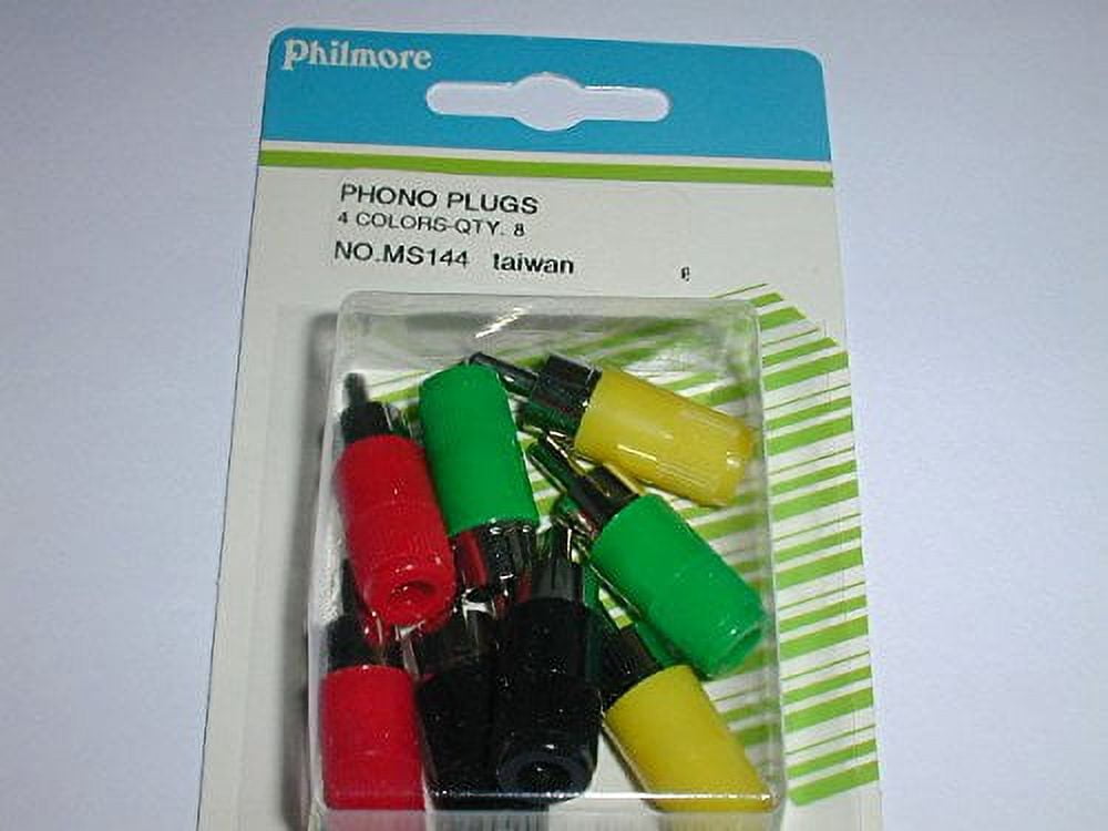 Philmore MS144 RCA Plugs, Plastic Shells, 4 Colors, 8 Plugs - MS144 ...